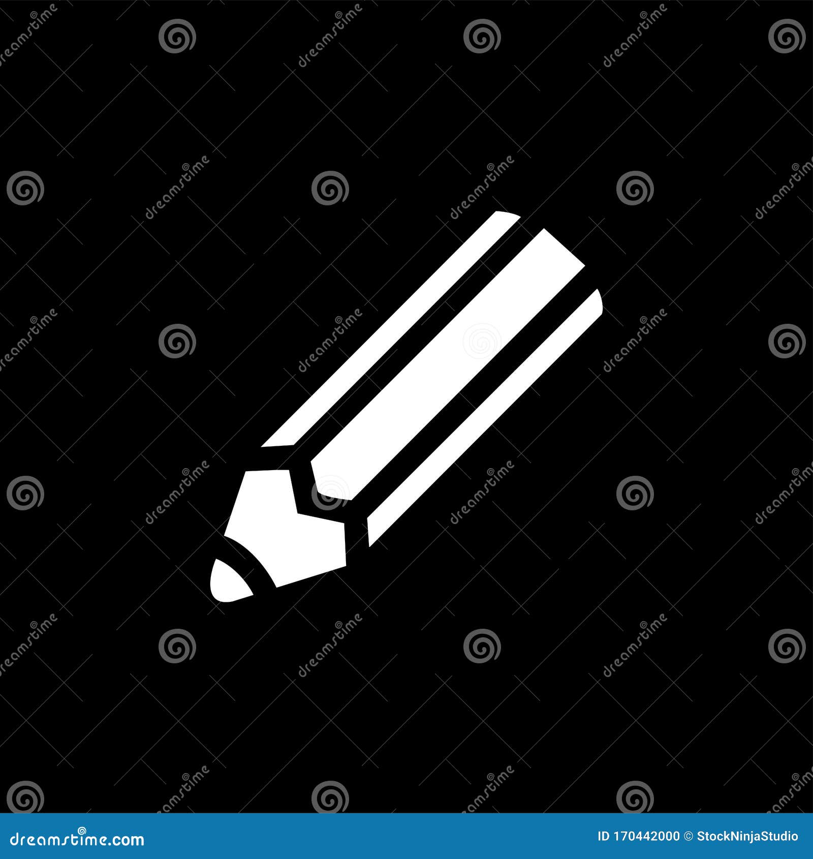 Pencil Icon on Black Background. Black Flat Style Vector Illustration ...