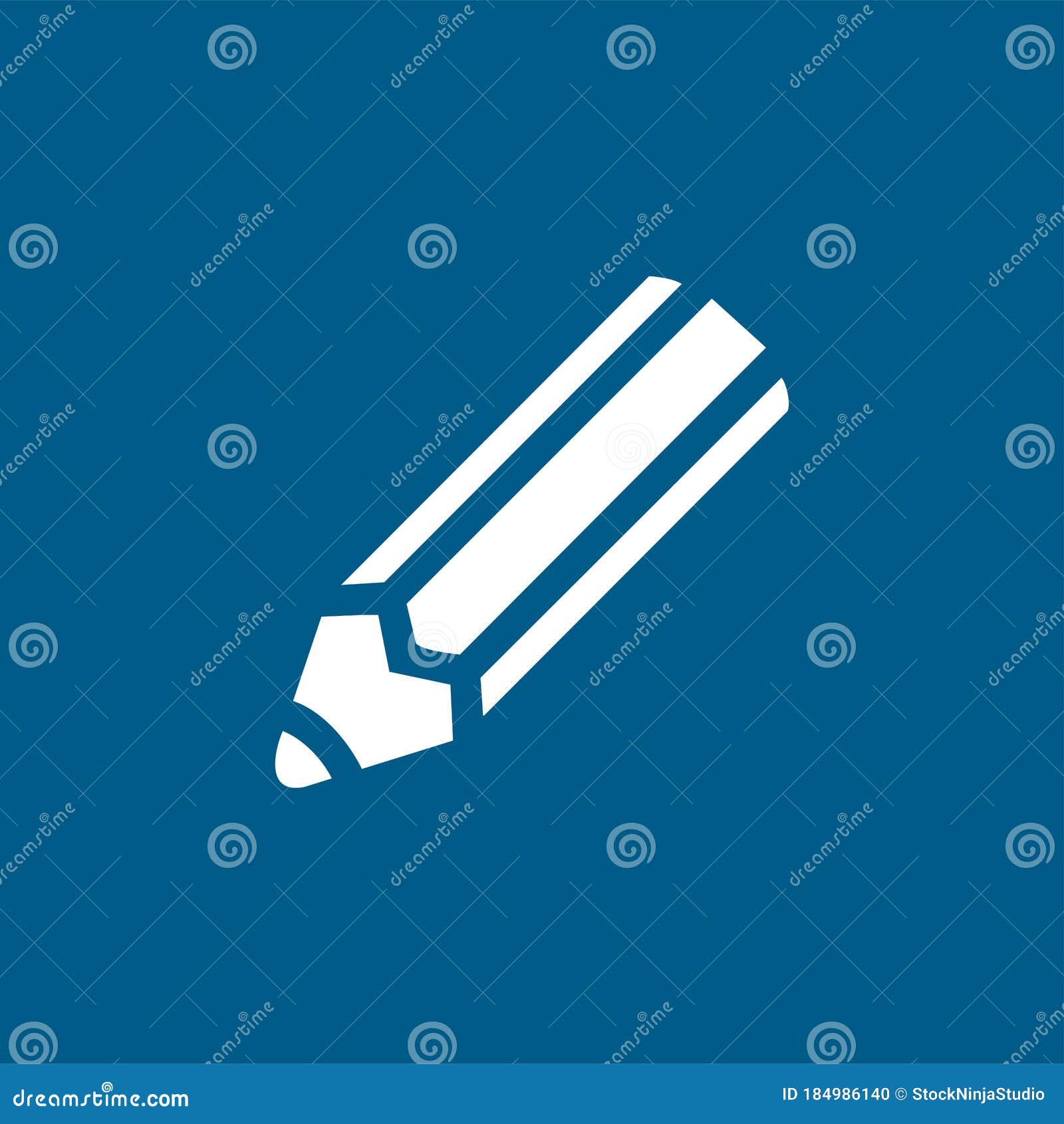 Pencil Icon on Blue Background. Blue Flat Style Vector Illustration ...