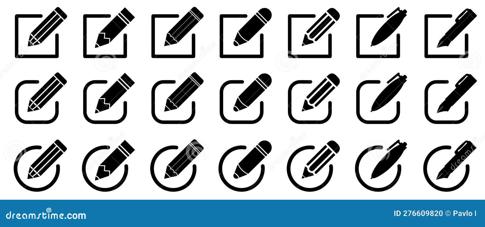 Pencil Icon Note Edit Document, Sign Up, Set Edit Icons - Vector Stock ...