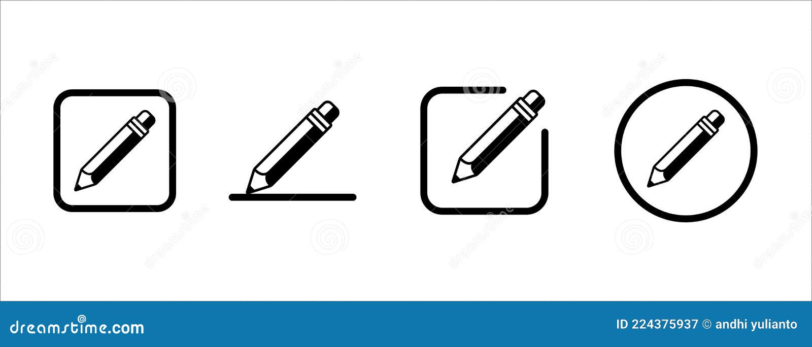 Pencil Icon Set Vector Illustration. Simple Pencil Flat Icon Button ...