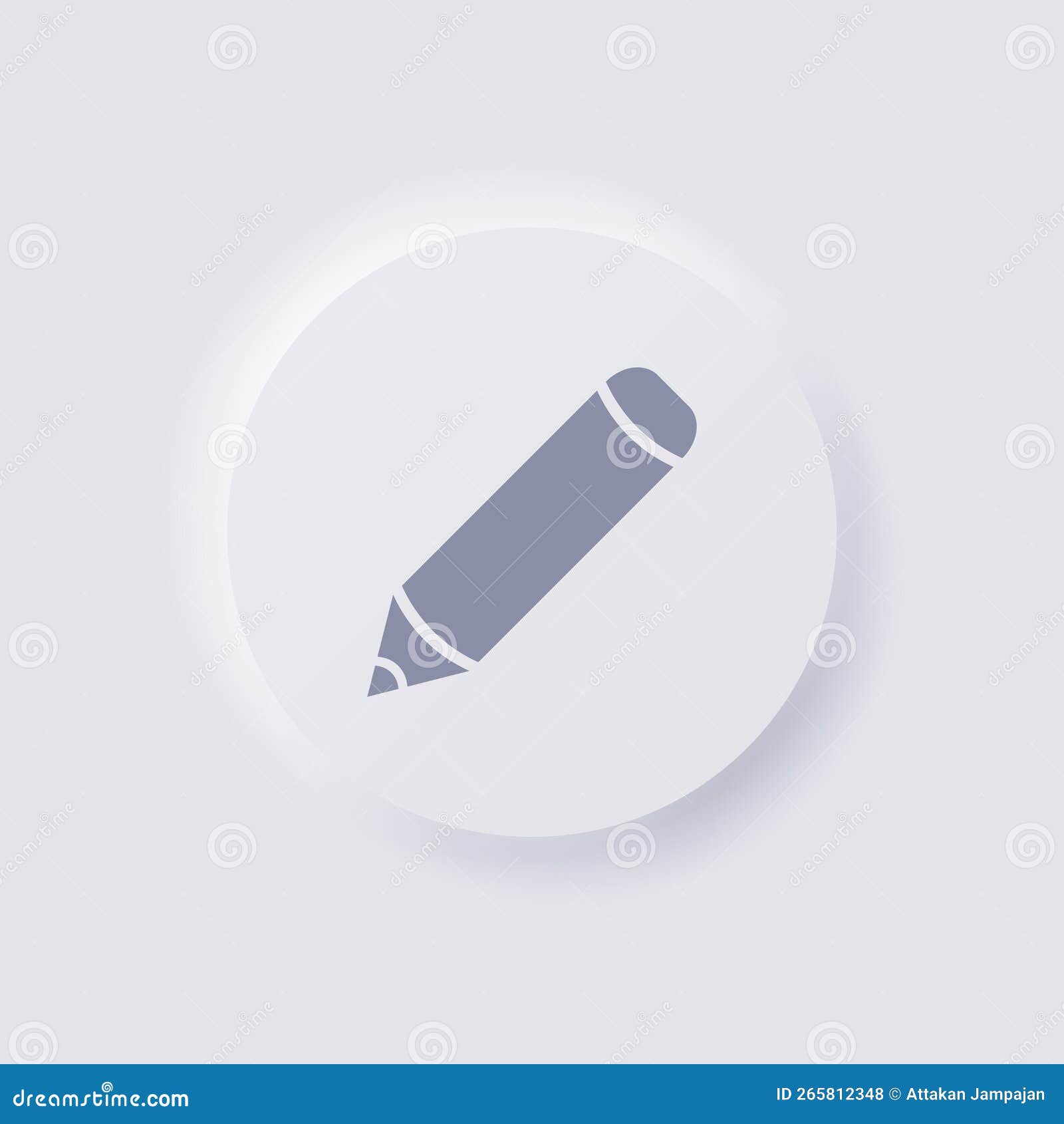 Pencil Icon, White Neumorphism Soft UI Design. Stock Vector ...