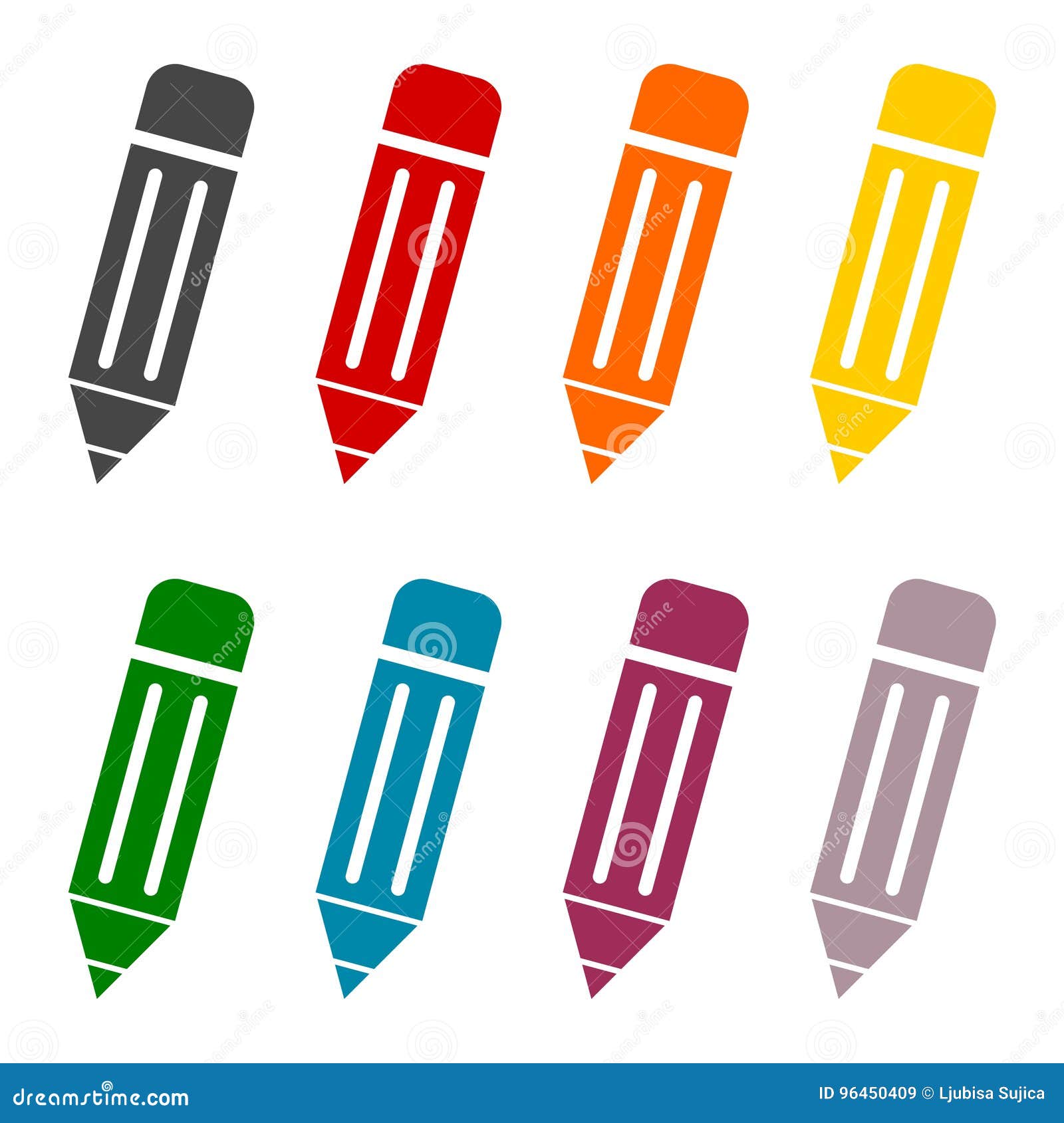 Pencil Icons set stock illustration. Illustration of equipment - 96450409