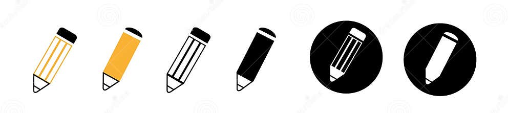 Pencil Icons Set. Pencil Vector Icon Stock Vector - Illustration of ...