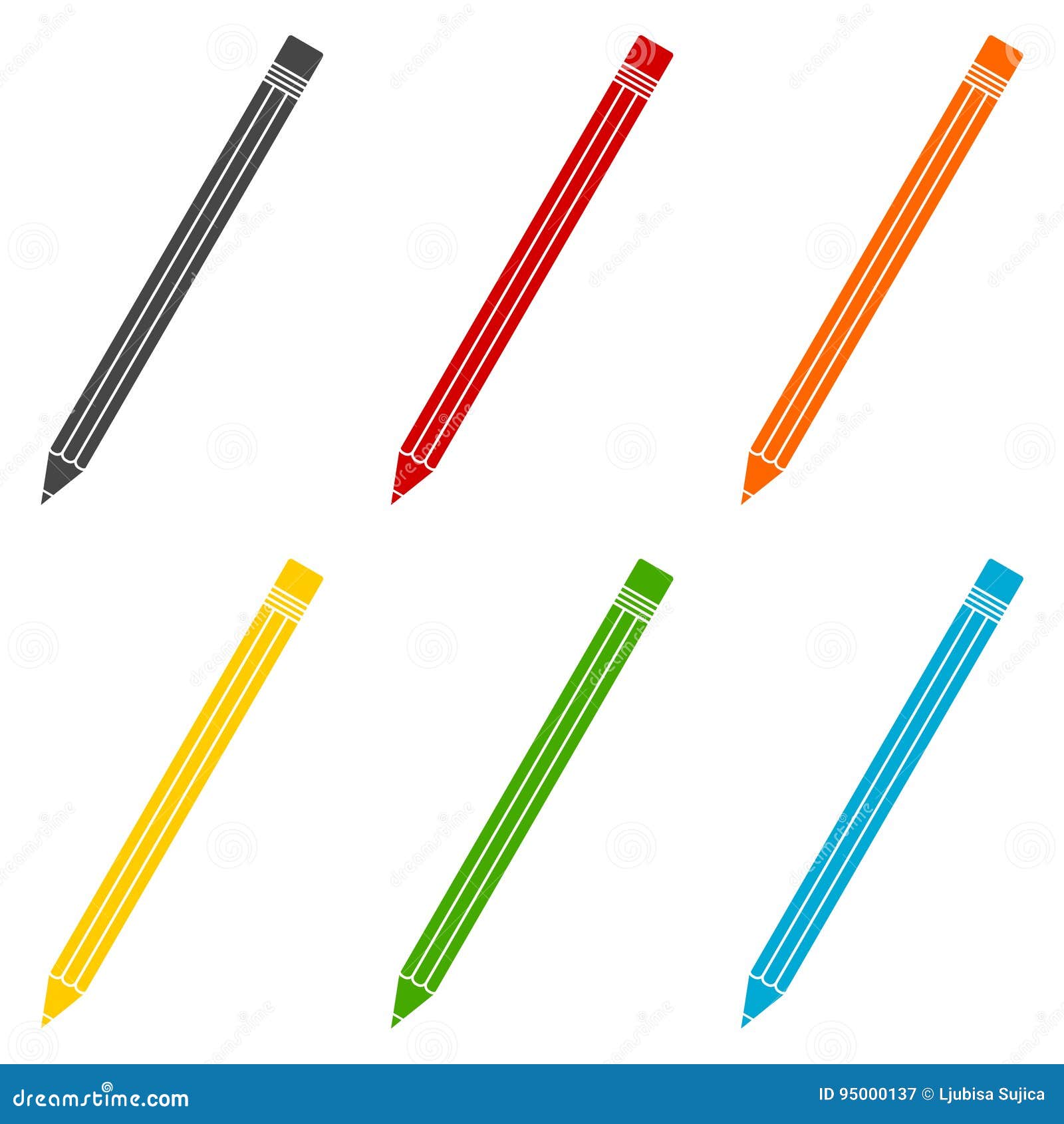 Pencil icons set stock vector. Illustration of eraser - 95000137