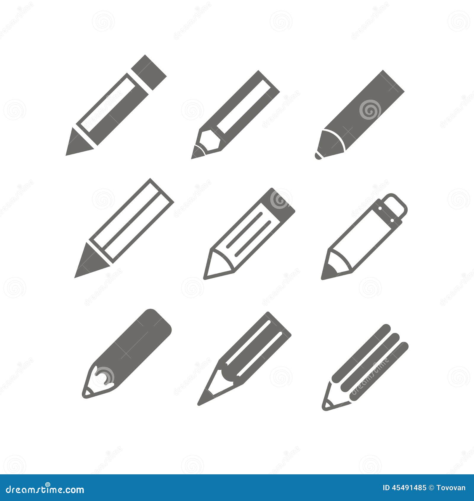 Pencil icons vector set stock vector. Illustration of marking - 45491485