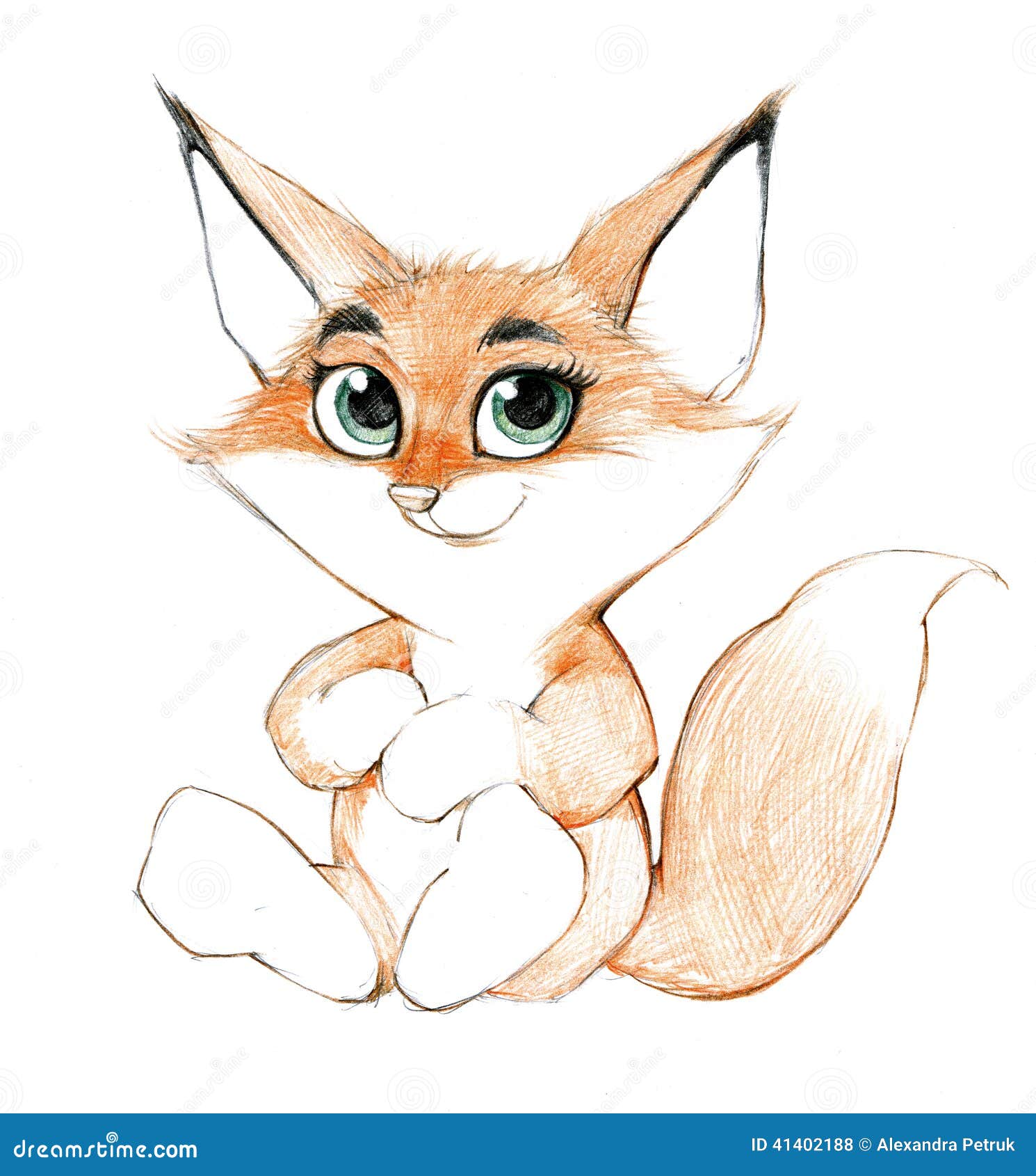 Pencil Illustration of a Fox Stock Illustration - Illustration of cute ...