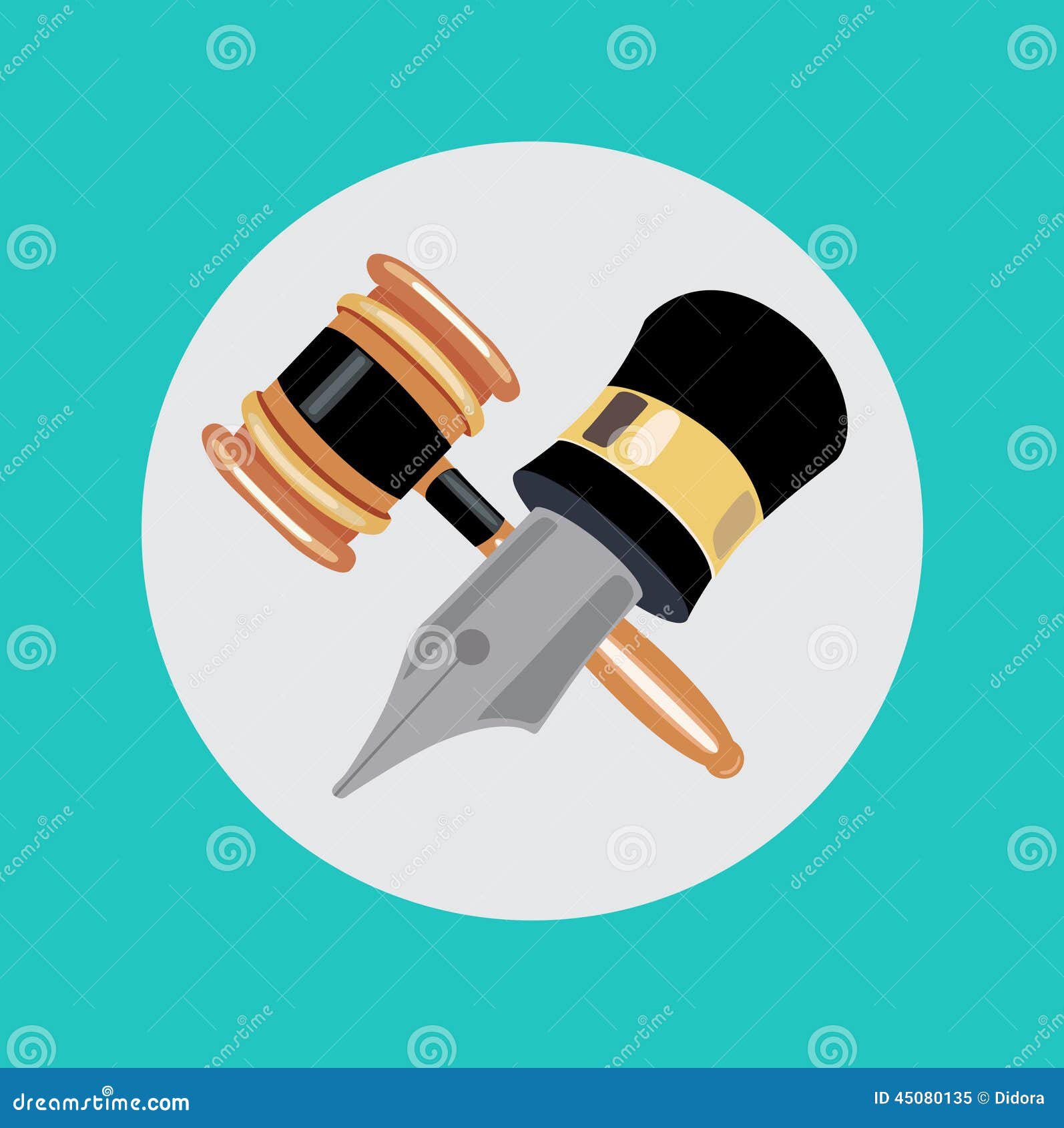 Pencil and Judge Gavel Flat Design Vector Stock Vector - Illustration ...