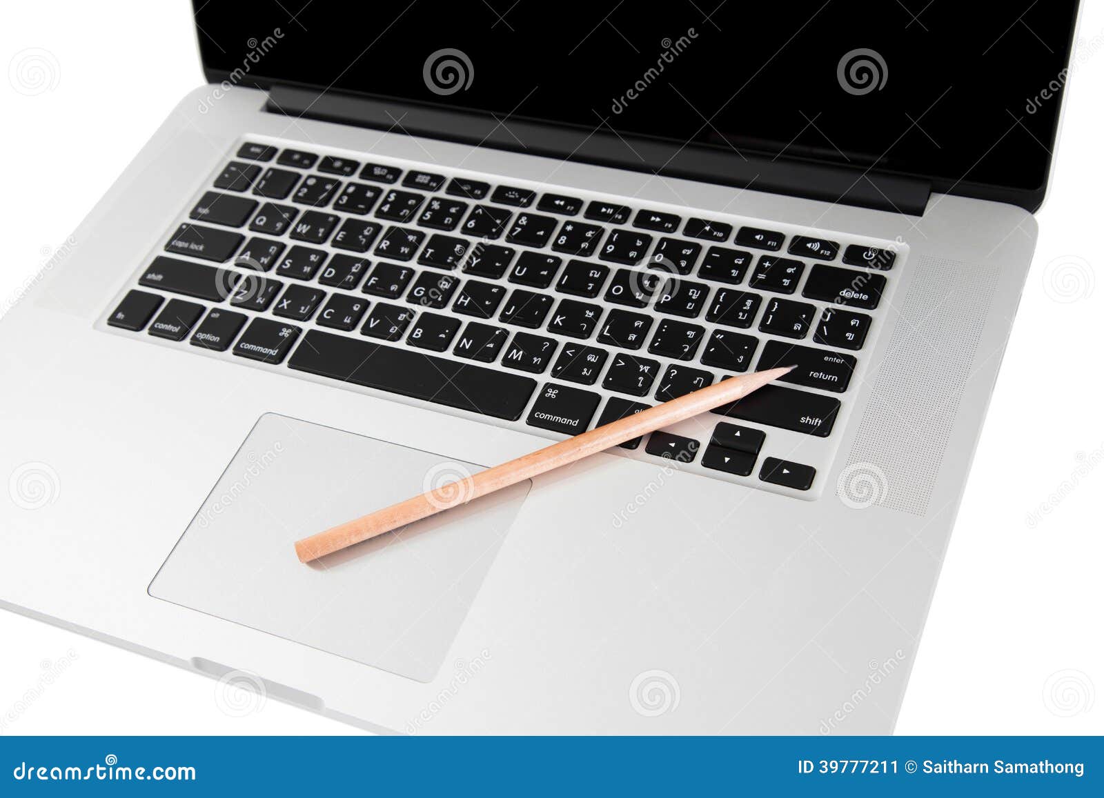 Pencil Laying on Computer on White. Editorial Photo - Image of work ...