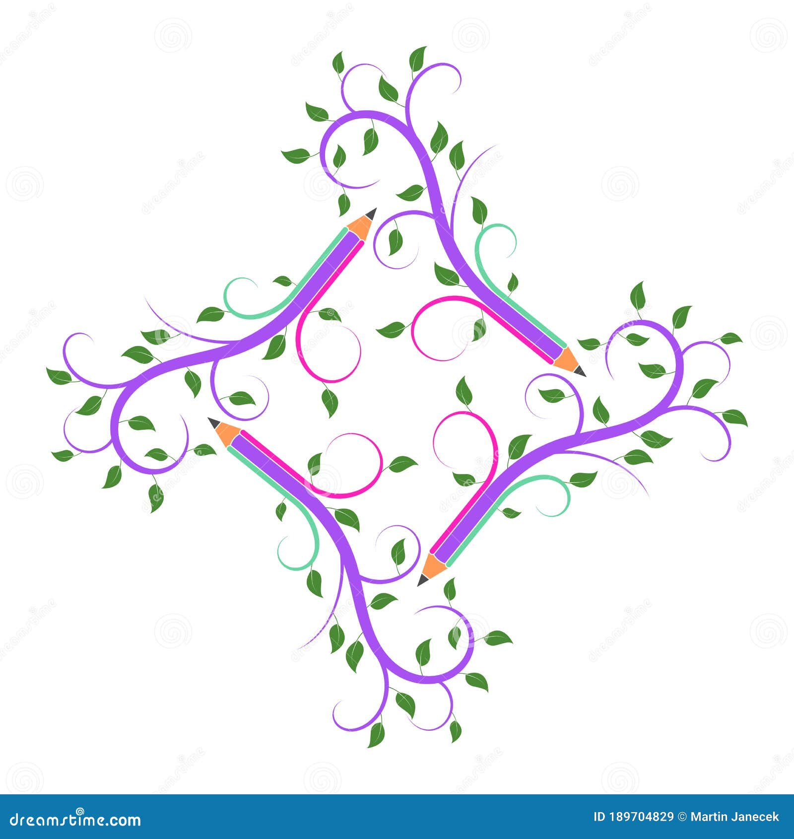 Pencil Like a Tree, Rotate Pattern Stock Vector - Illustration of ...