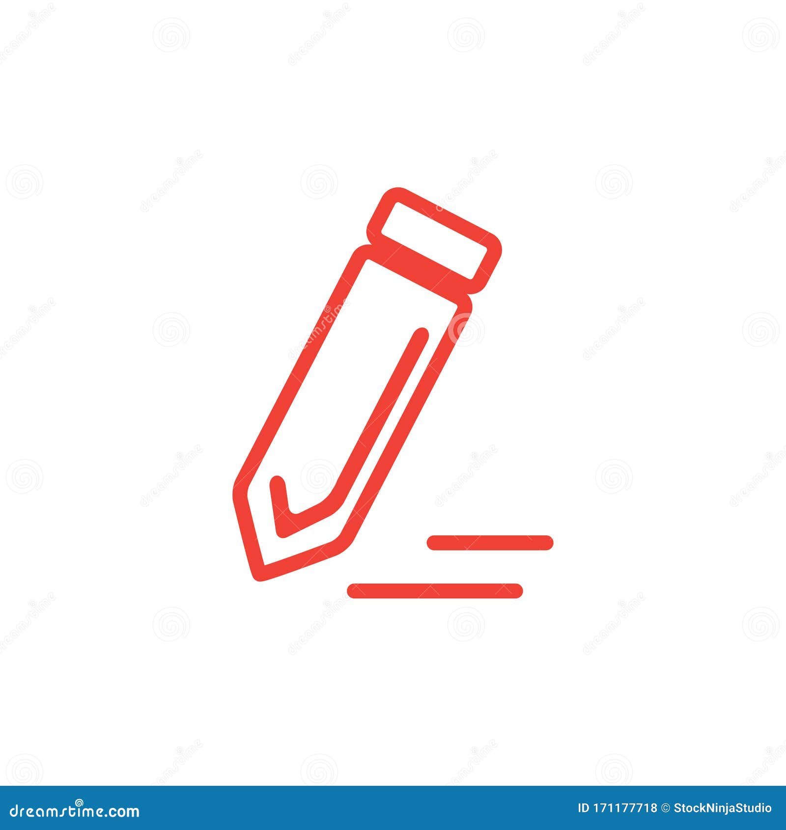 Pencil Line Red Icon on White Background. Red Flat Style Vector ...