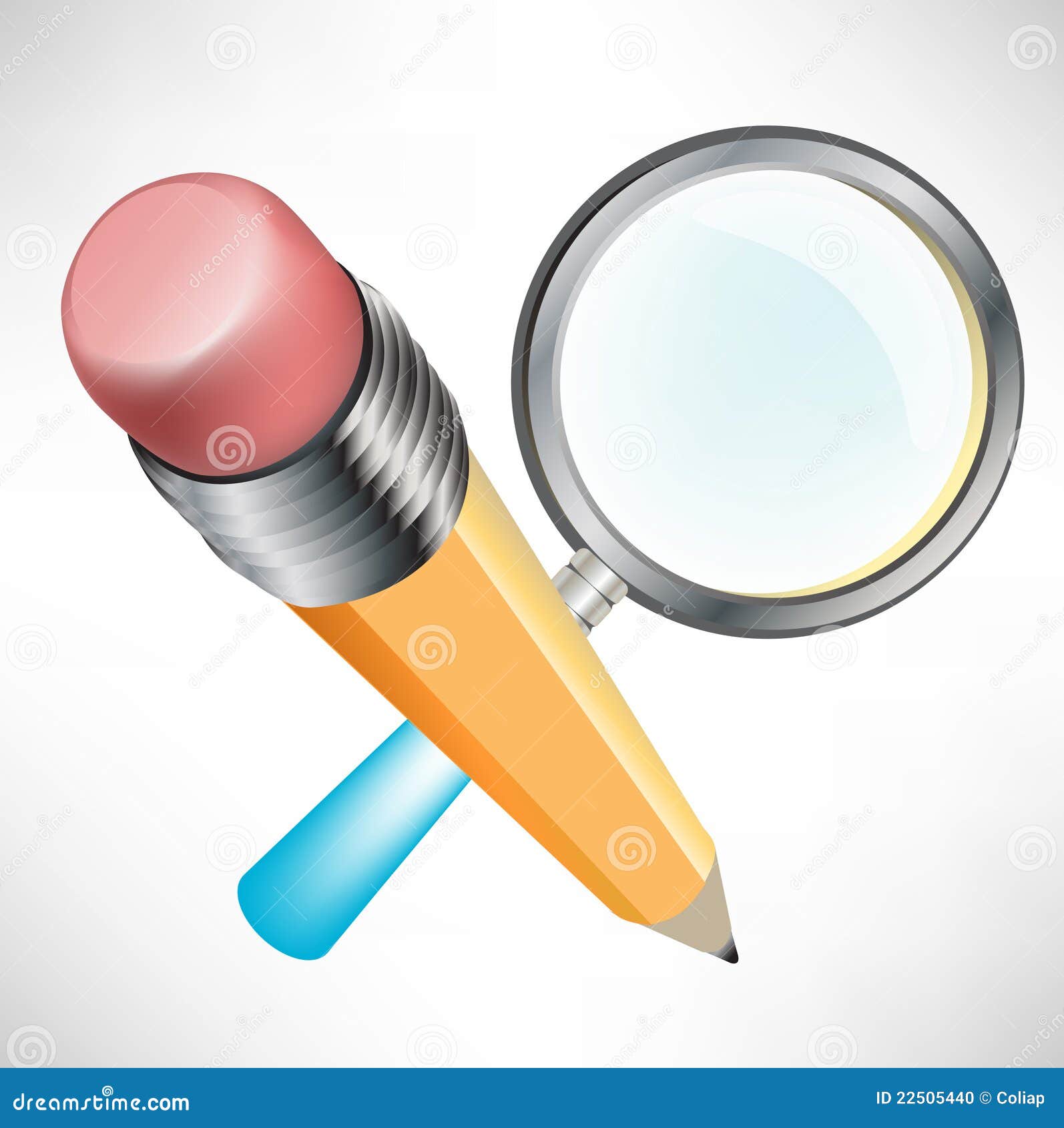 Pencil and Magnifying Glass Stock Vector - Illustration of magnifying ...
