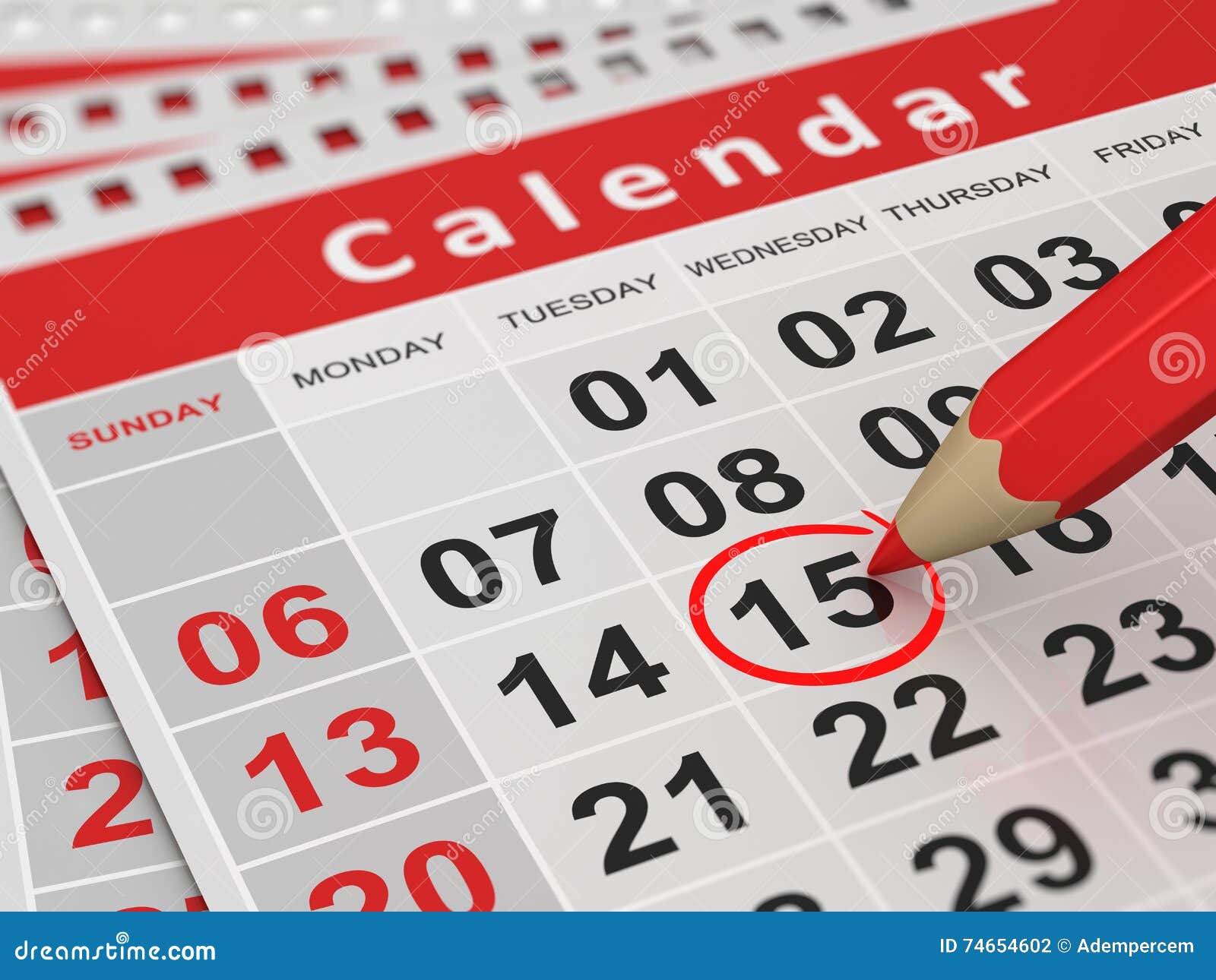 Pencil Marking Day of the Month on a Calendar Stock Illustration ...