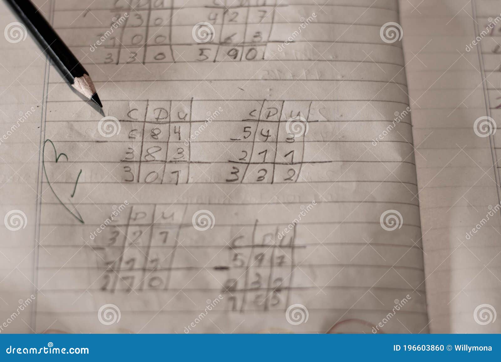 Pencil on math notebook stock photo. Image of blog, math - 196603860