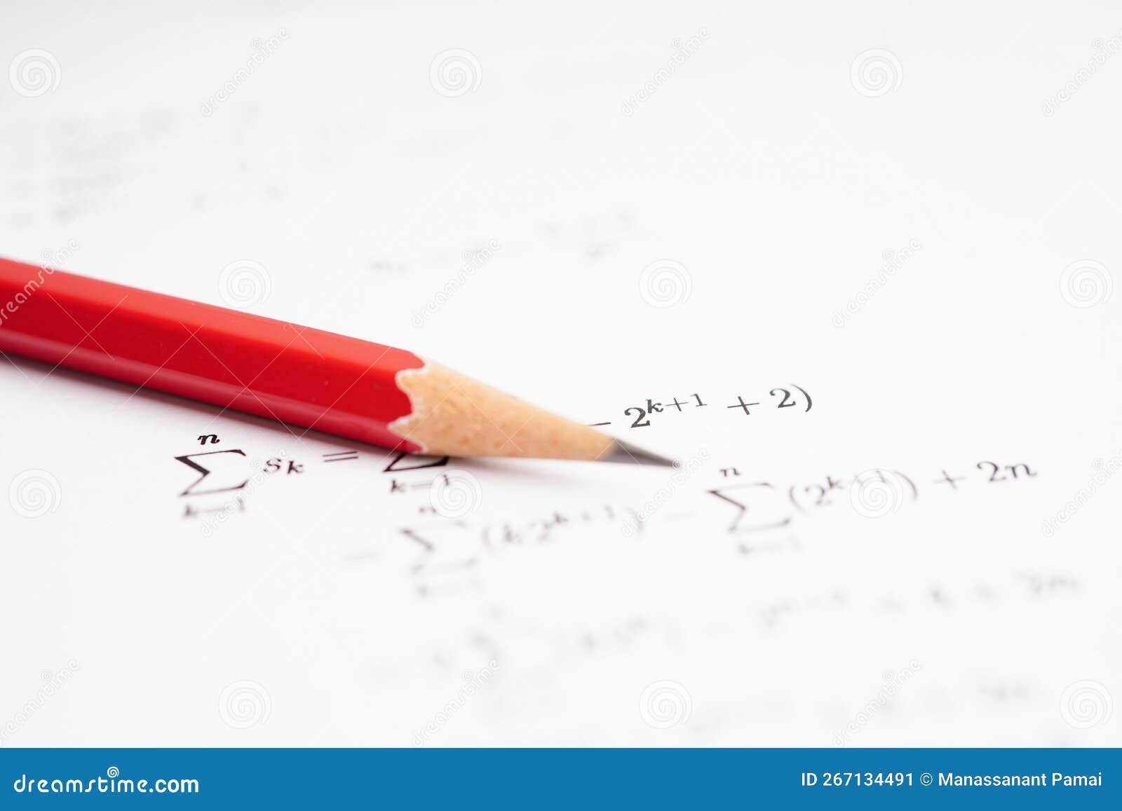Pencil on Mathematic Formula Exercise Test Paper in Education School ...