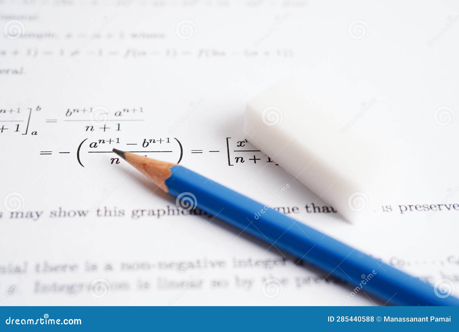 Pencil on Mathematic Formula Exercise Test Paper in Education School ...