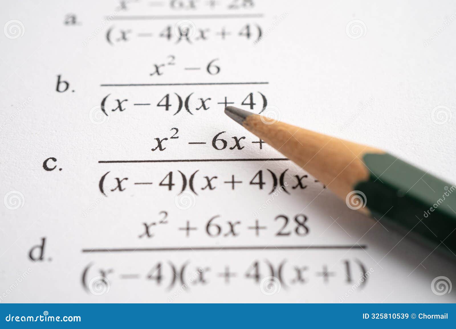 Pencil on Mathematic Formula Exercise Test Paper in Education School ...