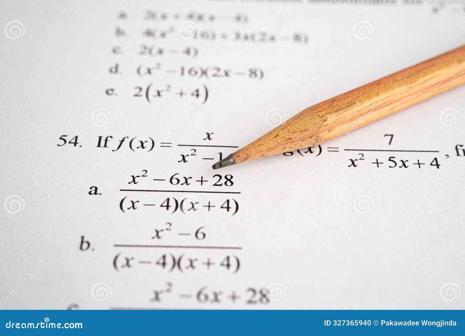 Pencil on Mathematic Formula Exercise Test Paper in Education School ...
