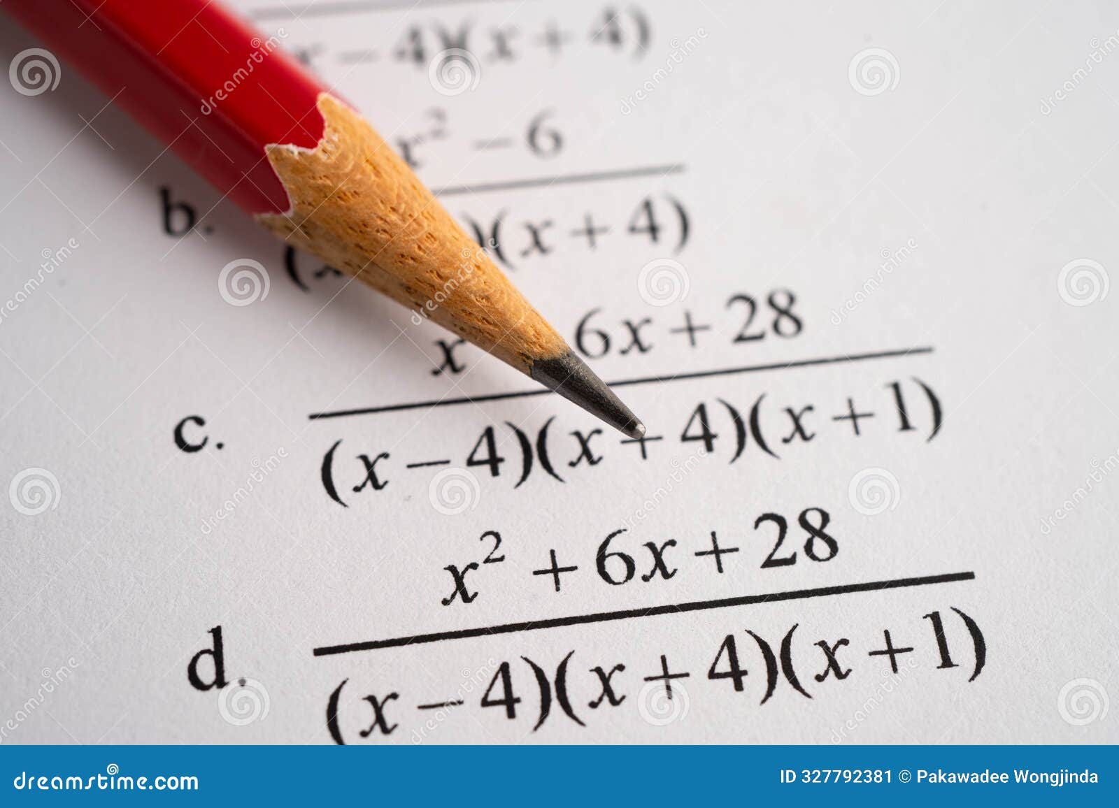 Pencil on Mathematic Formula Exercise Test Paper in Education School ...