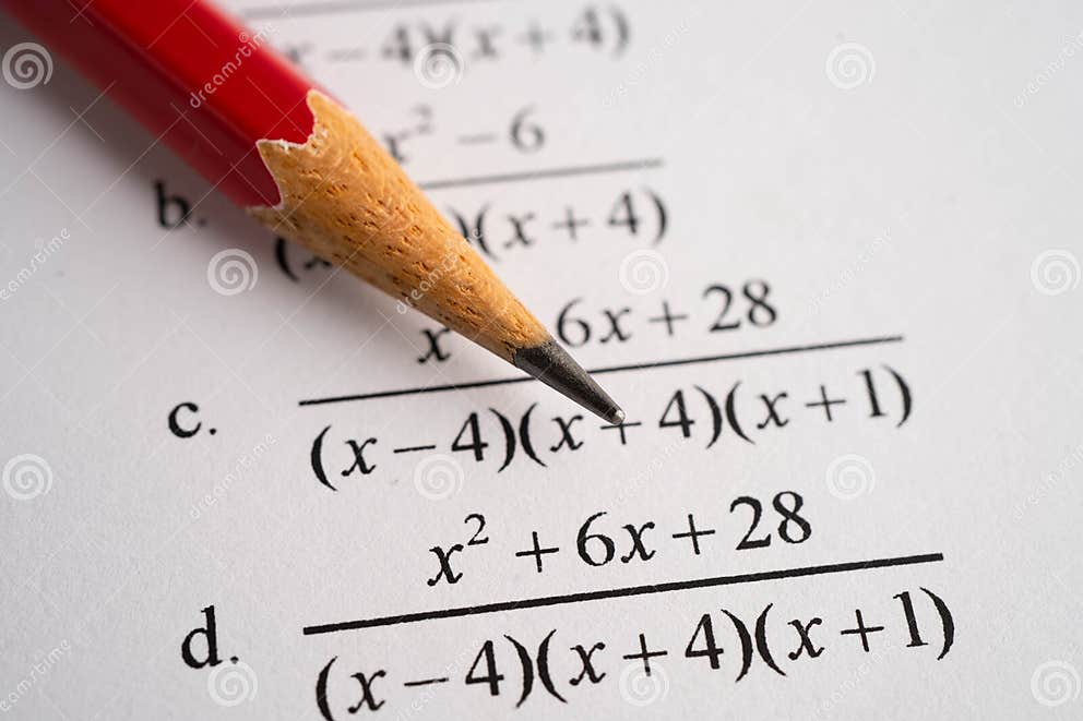 Pencil on Mathematic Formula Exercise Test Paper in Education School ...