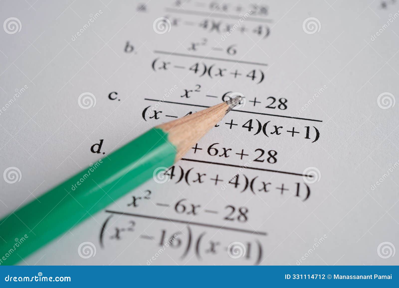 Pencil on Mathematic Formula Exercise Test Paper in Education School ...