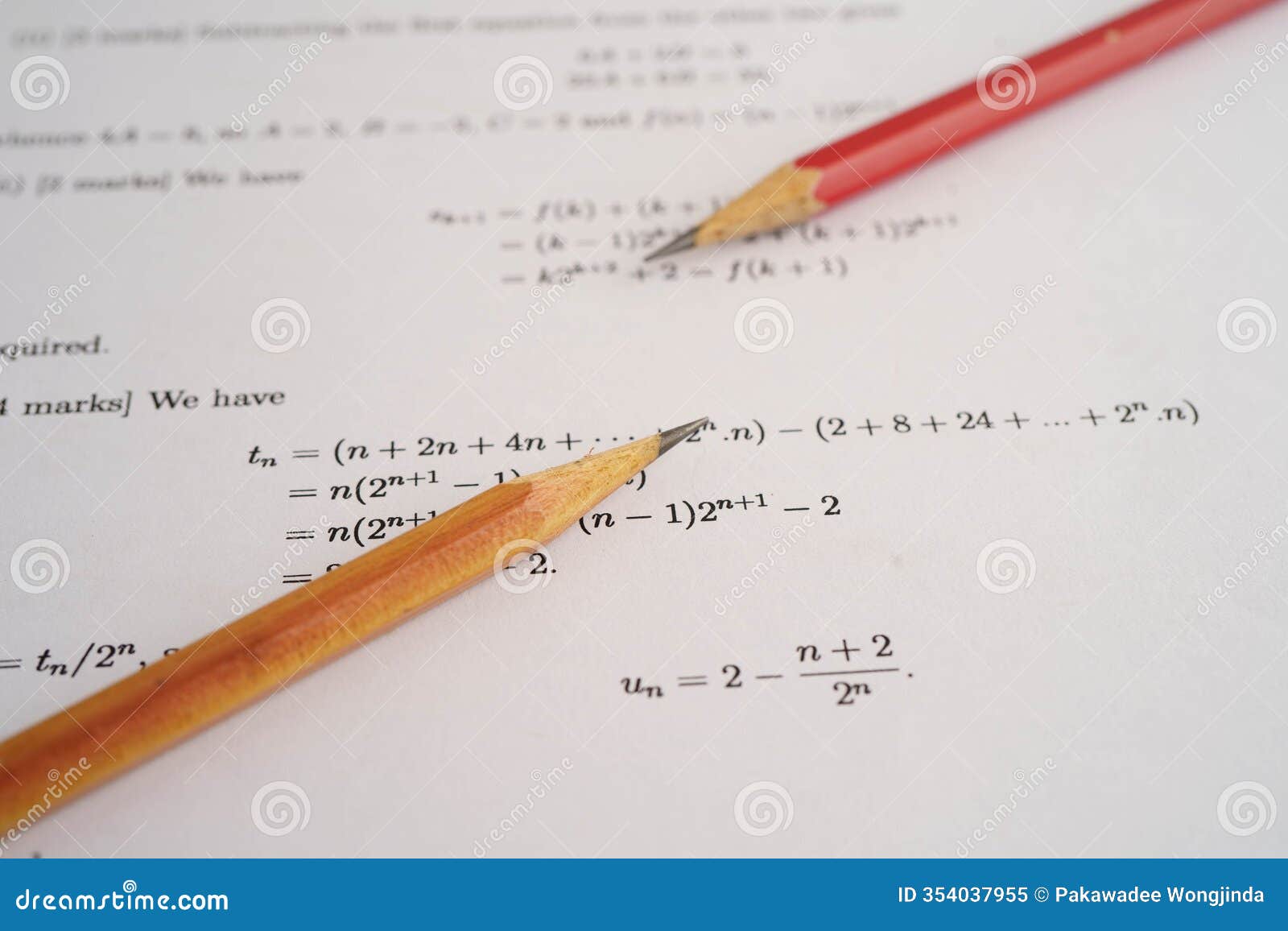 Pencil on Mathematic Formula Exercise Test Paper in Education School ...