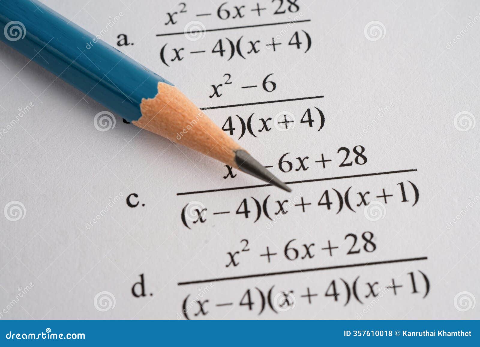 Pencil On Mathematic Formula Exercise Test Paper In Education School ...