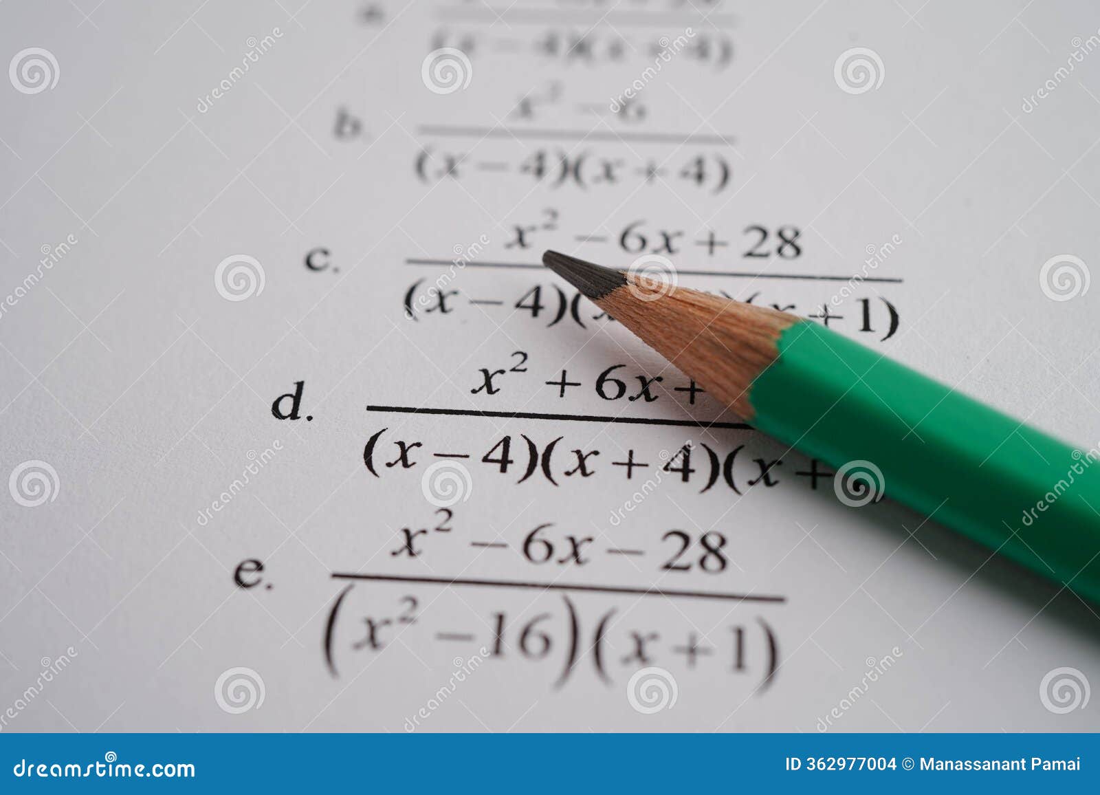 Pencil on Mathematic Formula Exercise Test Paper in Education School ...