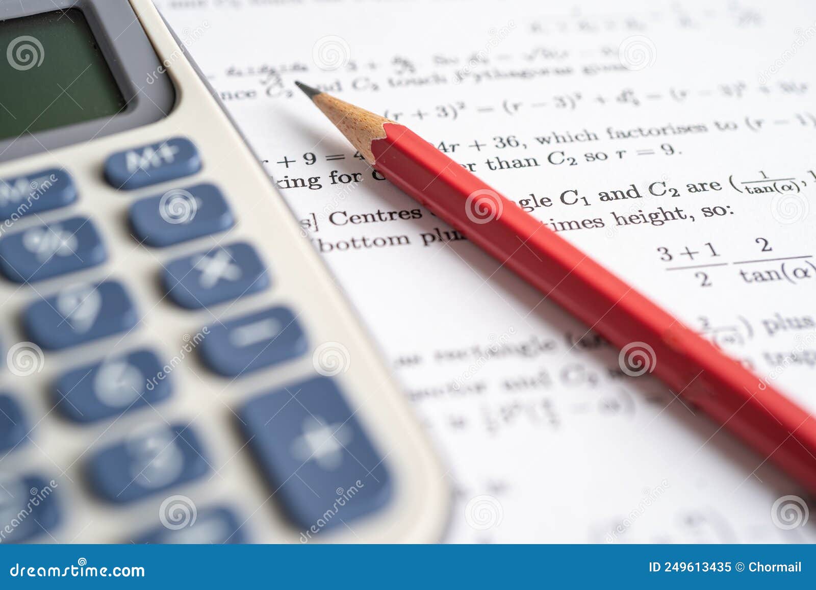 Pencil on Mathematic Formula Exercise Test Paper in Education School ...