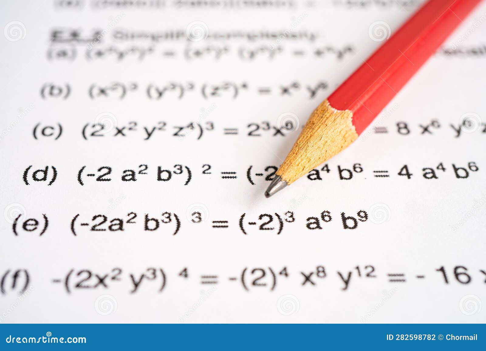 Pencil on Mathematic Formula Exercise Test Paper in Education School ...