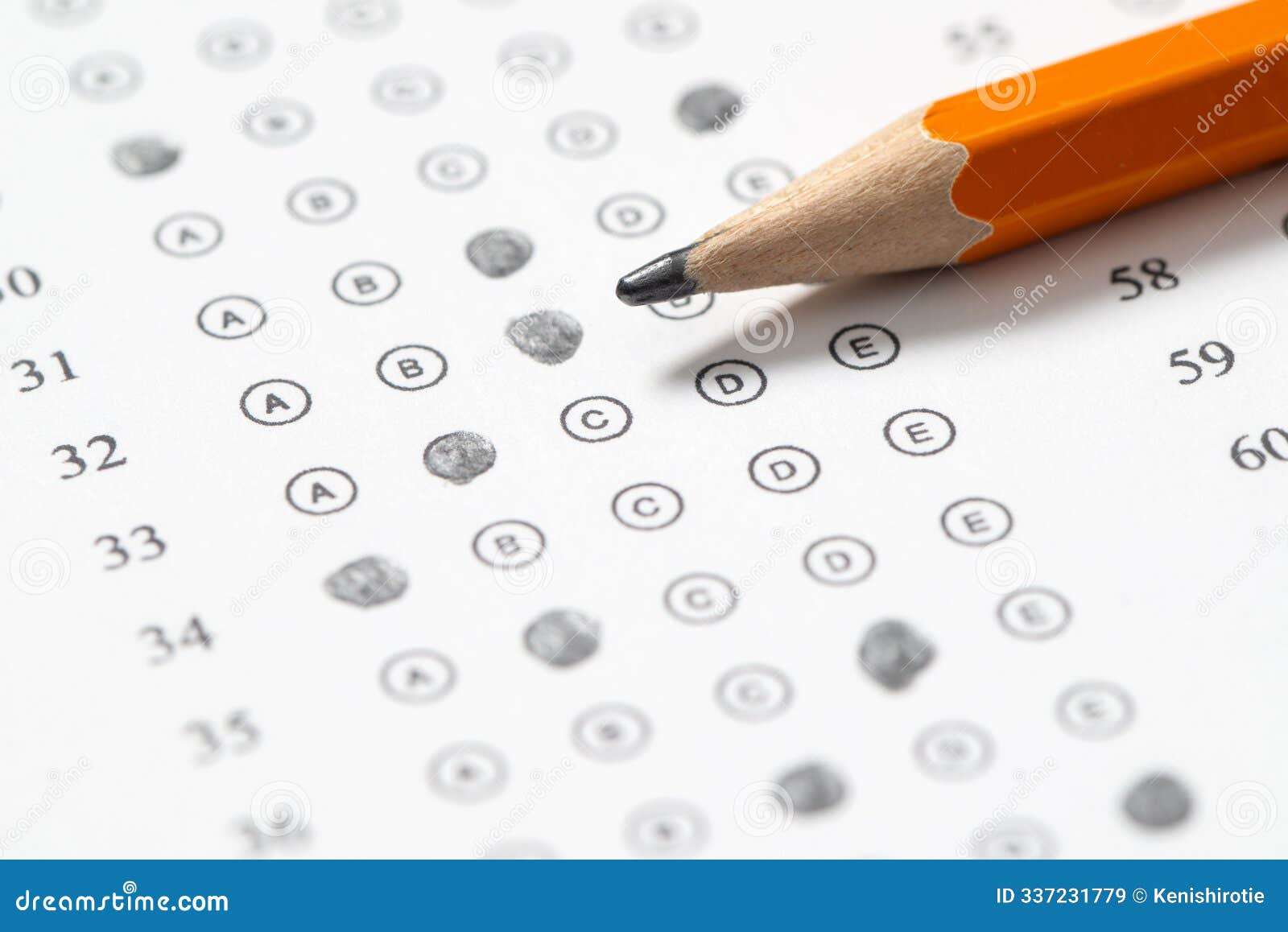 Pencil and Multiple Choice Test Sheet Stock Image - Image of filling ...