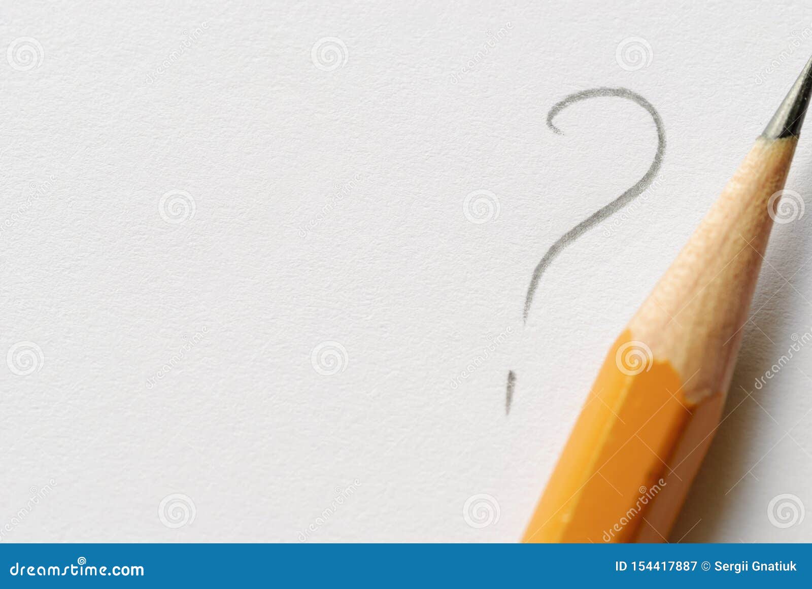 Pencil Next To Question Mark on White Paper Stock Image - Image of ...