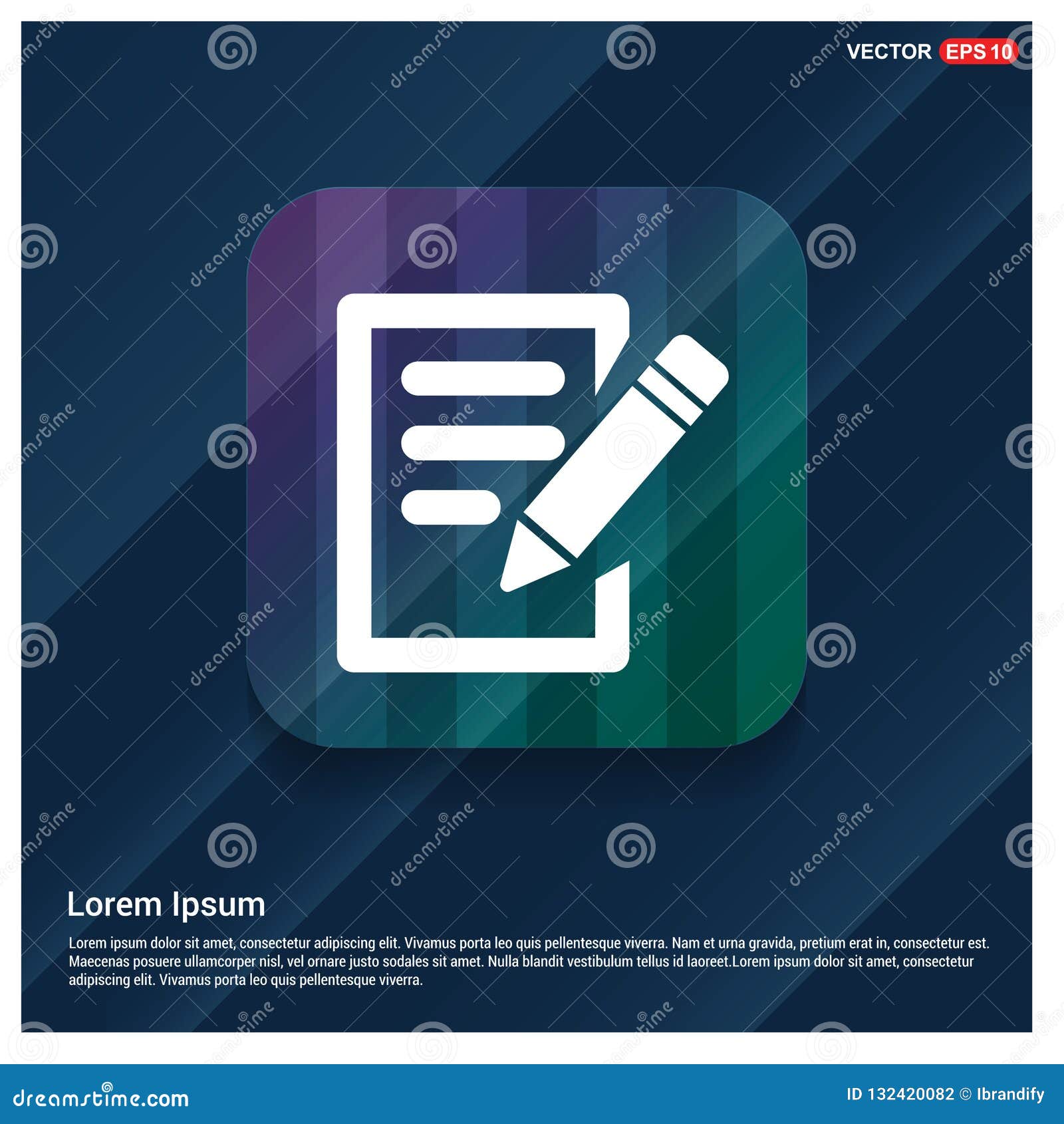 Pencil and Note Icon stock vector. Illustration of office - 132420082