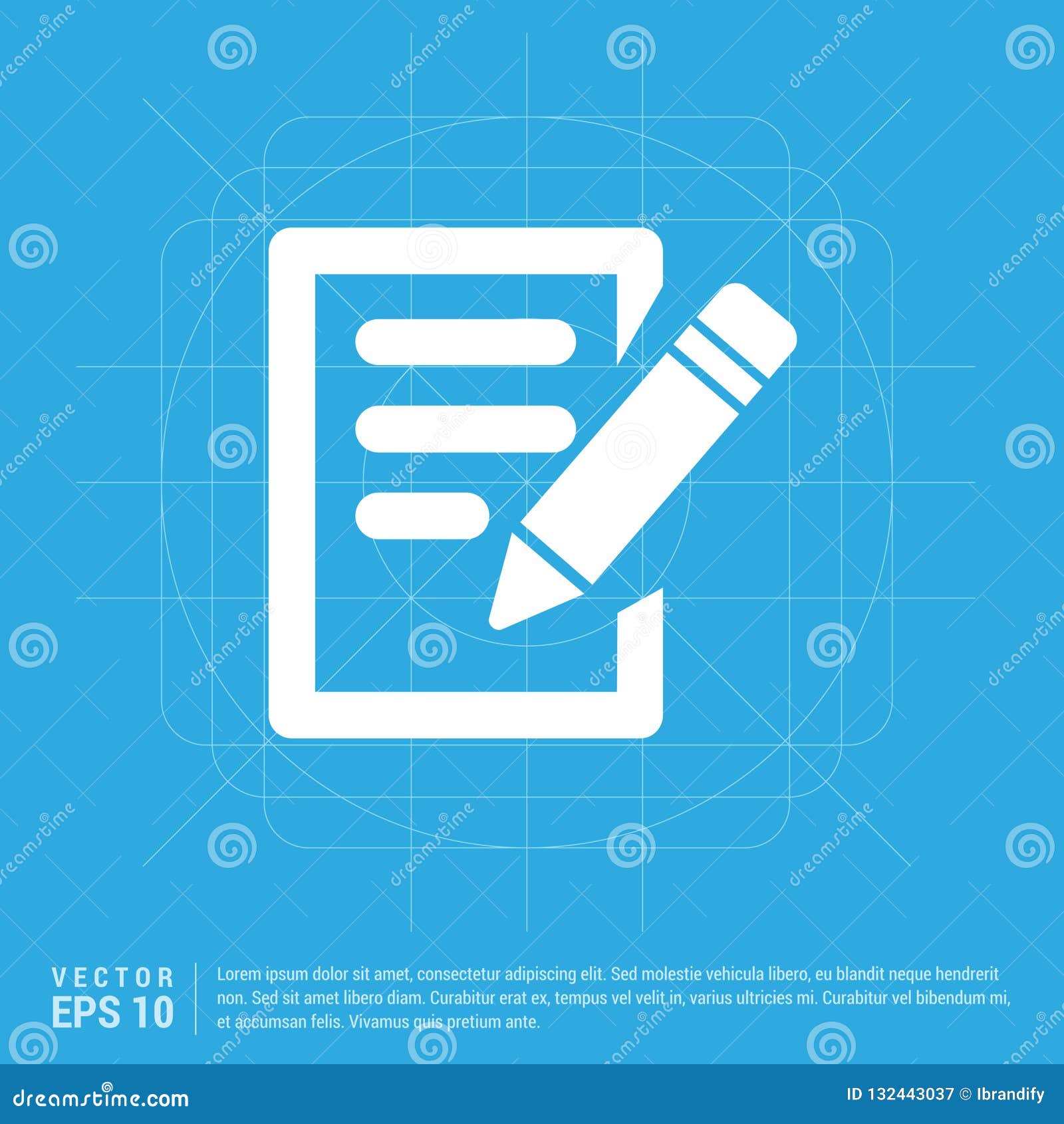 Pencil and Note Icon stock vector. Illustration of include - 132443037