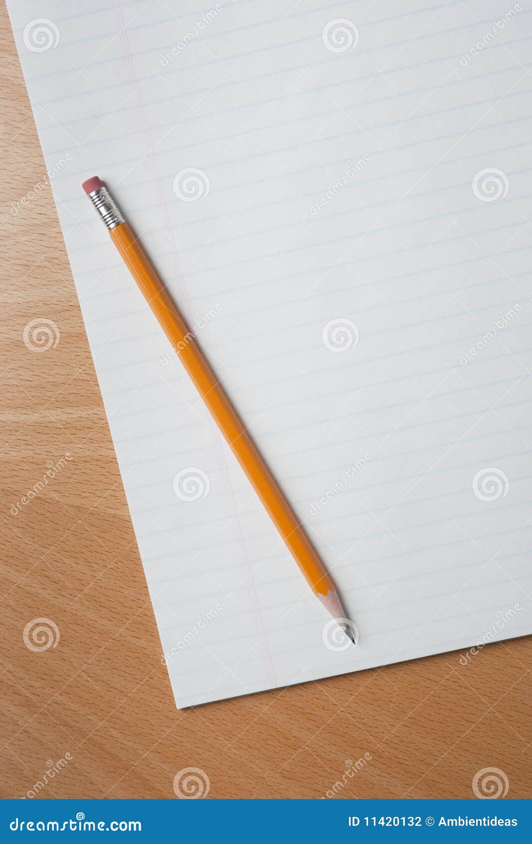 Pencil on Note Paper on Wood Desk Stock Photo - Image of education ...
