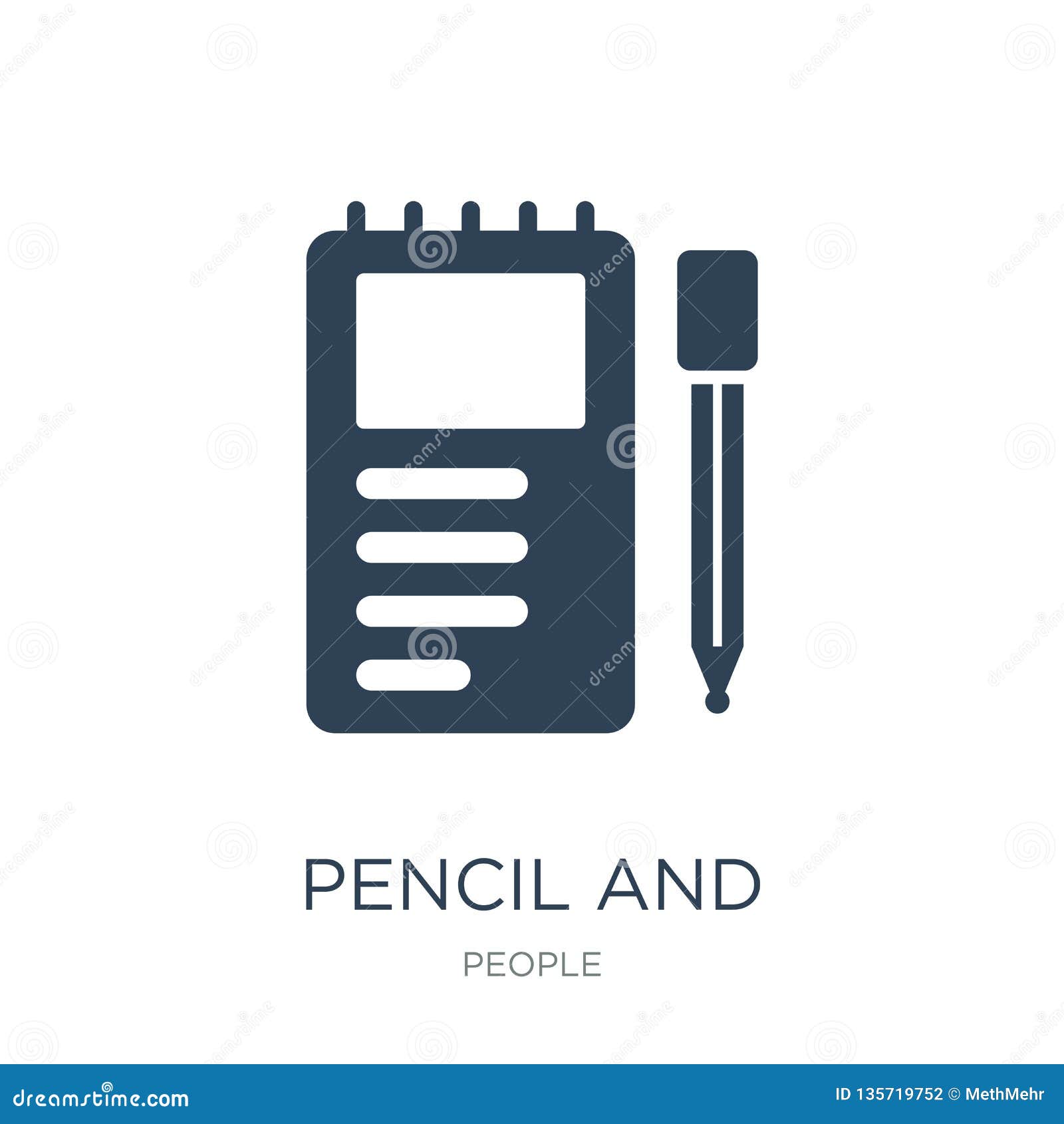Pencil and Notebook Icon in Trendy Design Style. Pencil and Notebook ...