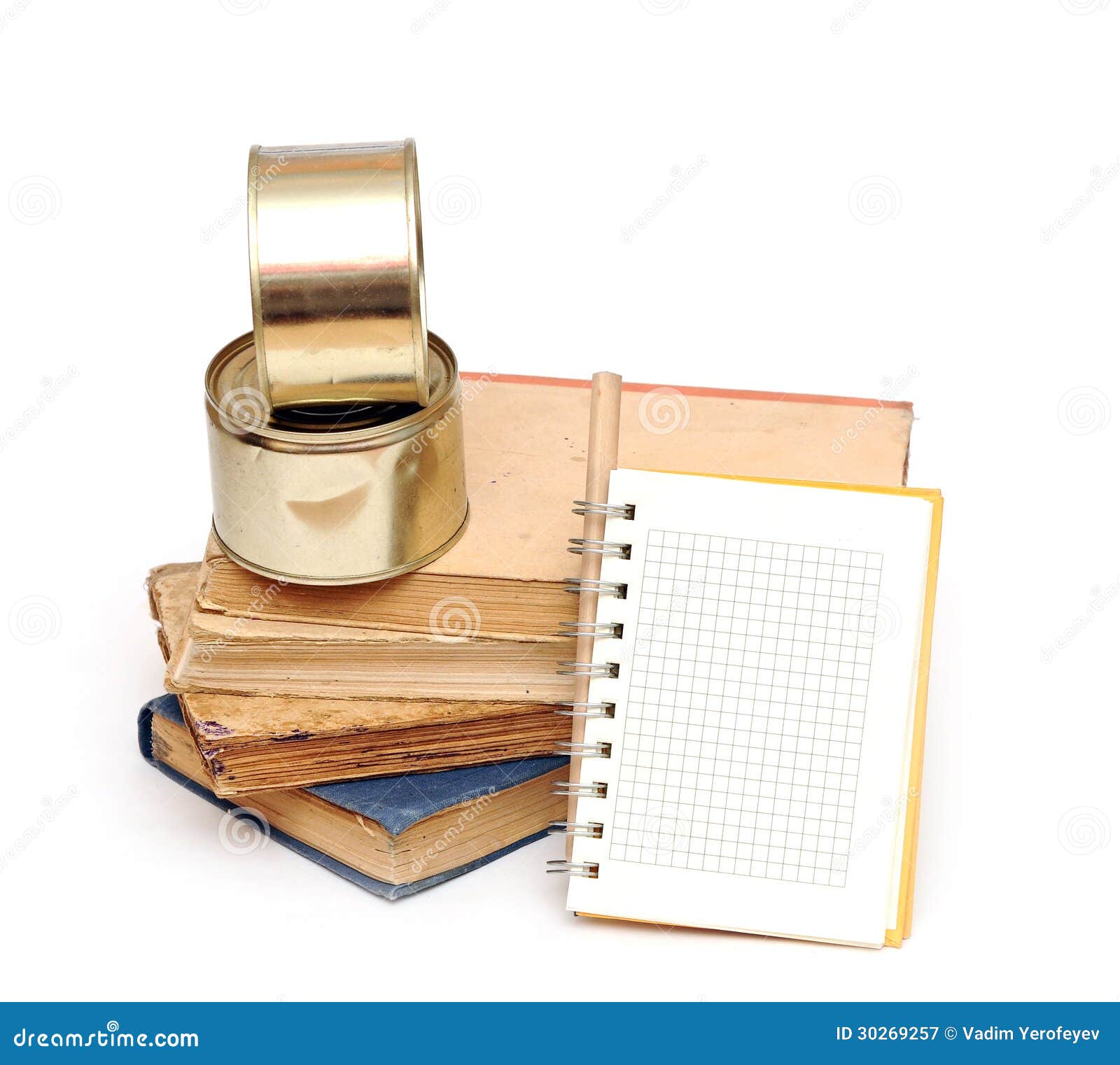 Pencil on Notebook Near Pile of Books Stock Image - Image of pile ...