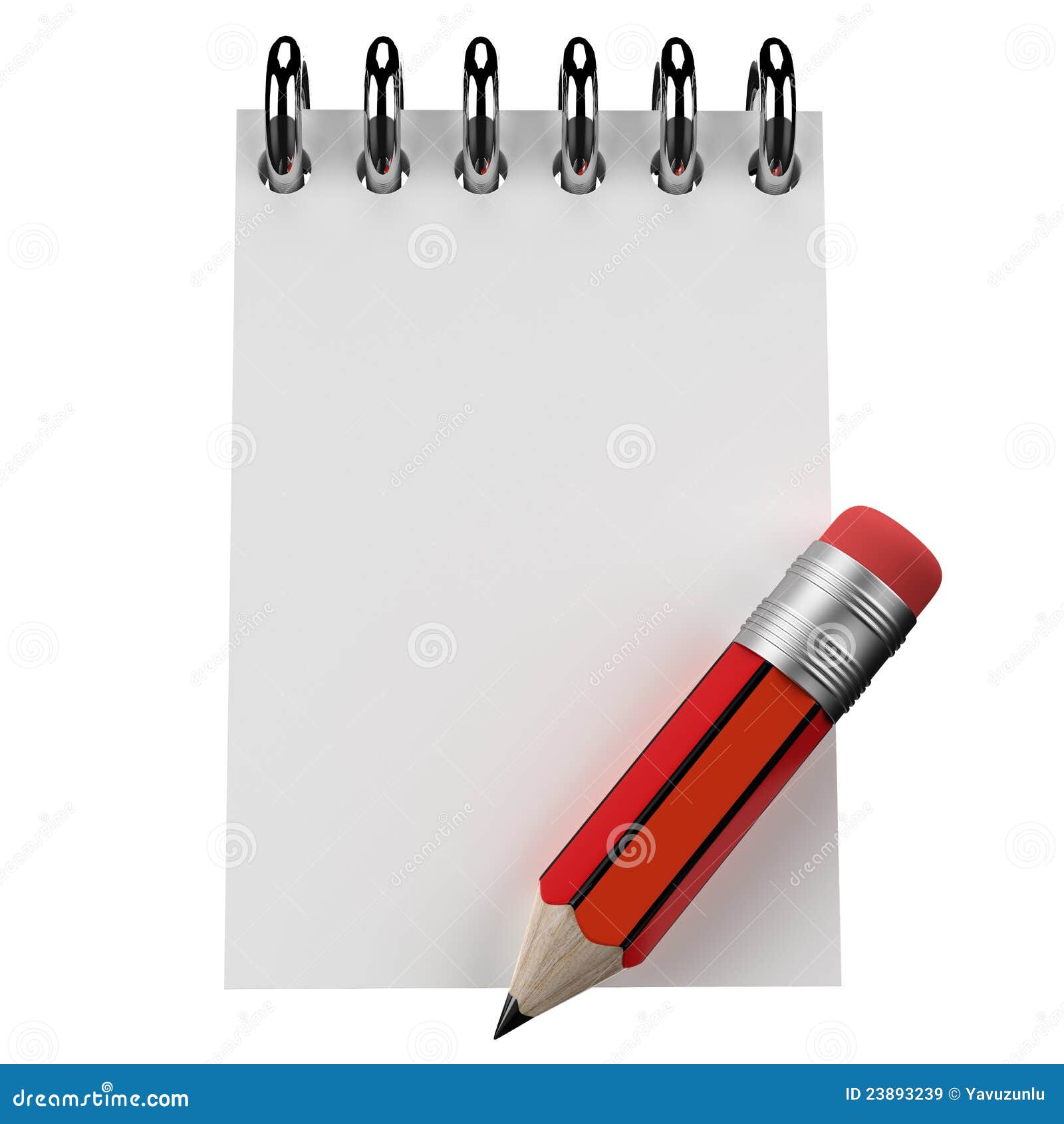 Pencil and Notebook on White Background. Stock Illustration ...