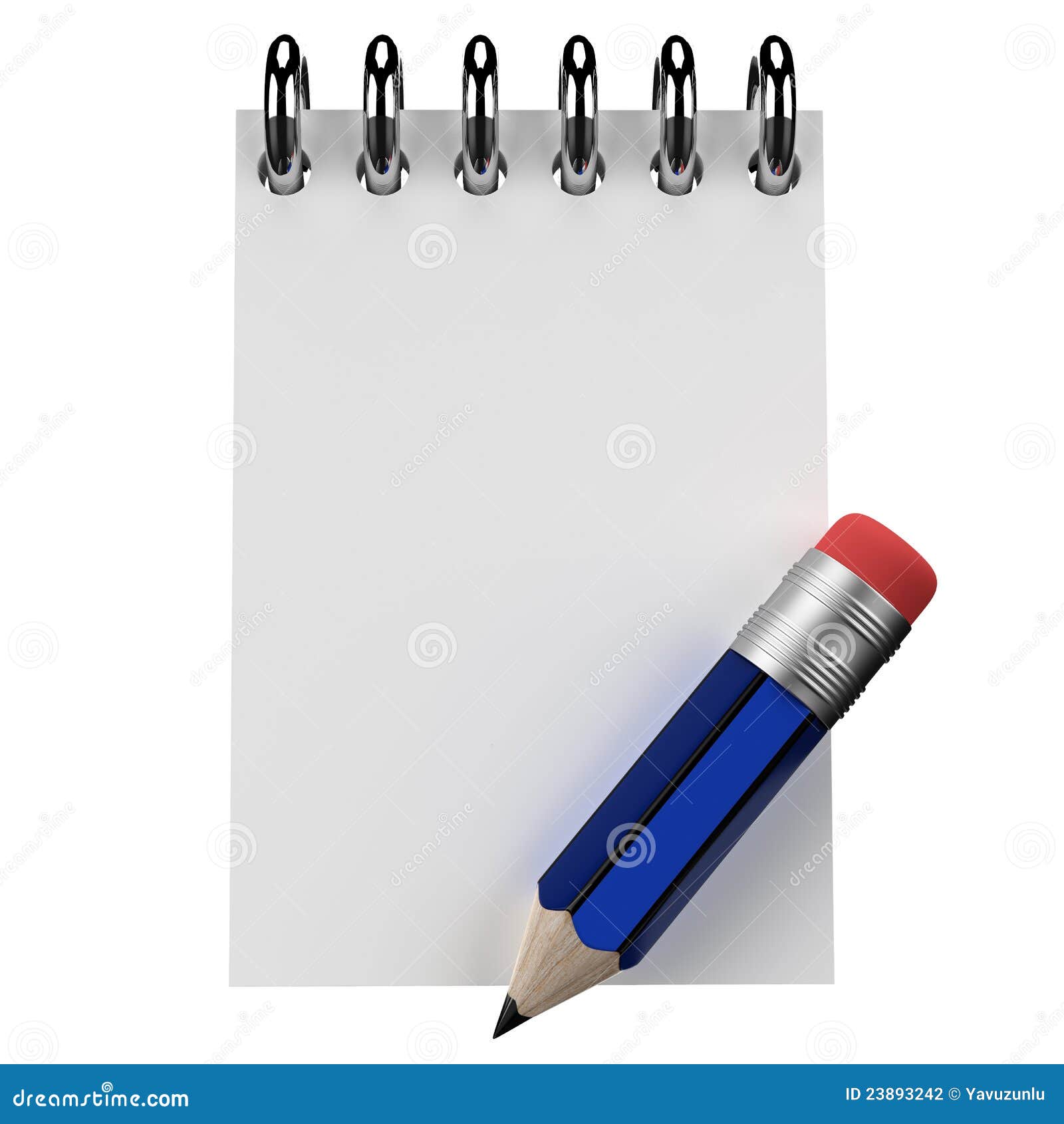 Pencil and Notebook on White Background. this is a 3d Render ...
