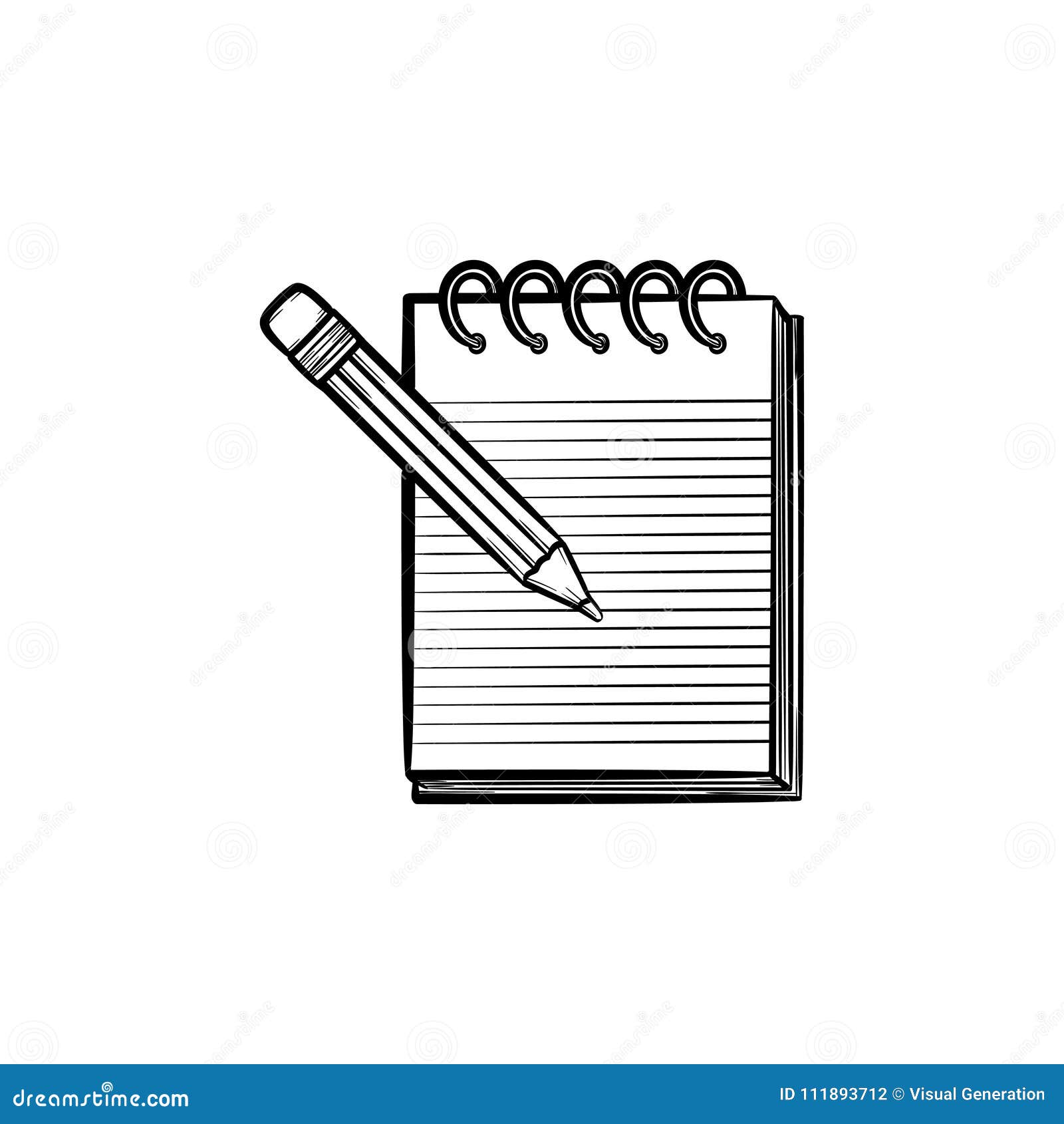 Pencil Notepad Icon In Comic Style. Document Write Vector Cartoon ...