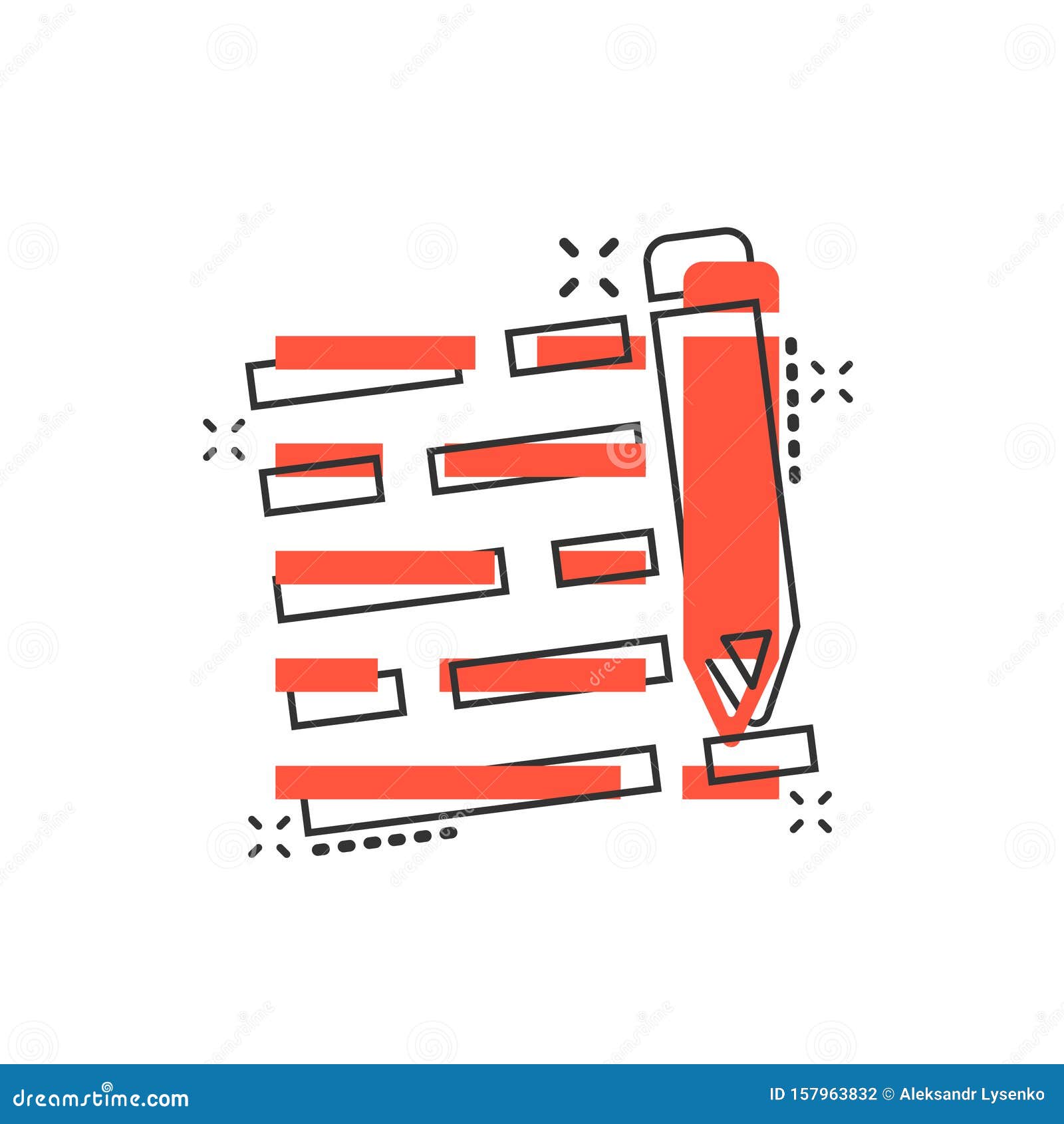 Pencil Notepad Icon in Comic Style. Document Write Vector Cartoon ...