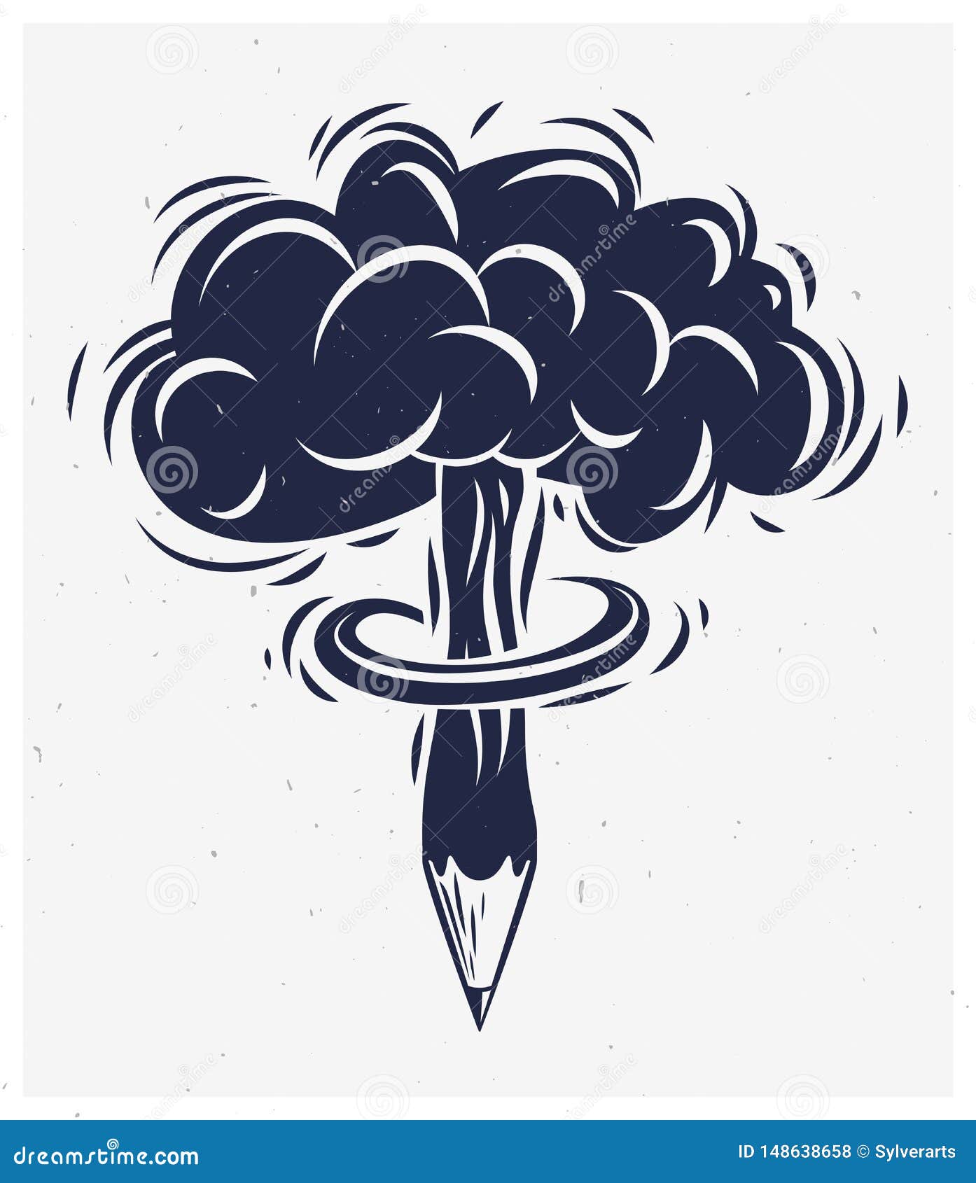 Pencil With Nuclear Explosion Mushroom Shape, Creative Explosion Or ...