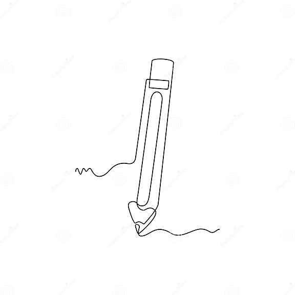 Pencil Line Icon. One Line Continuous Style Stock Vector - Illustration ...
