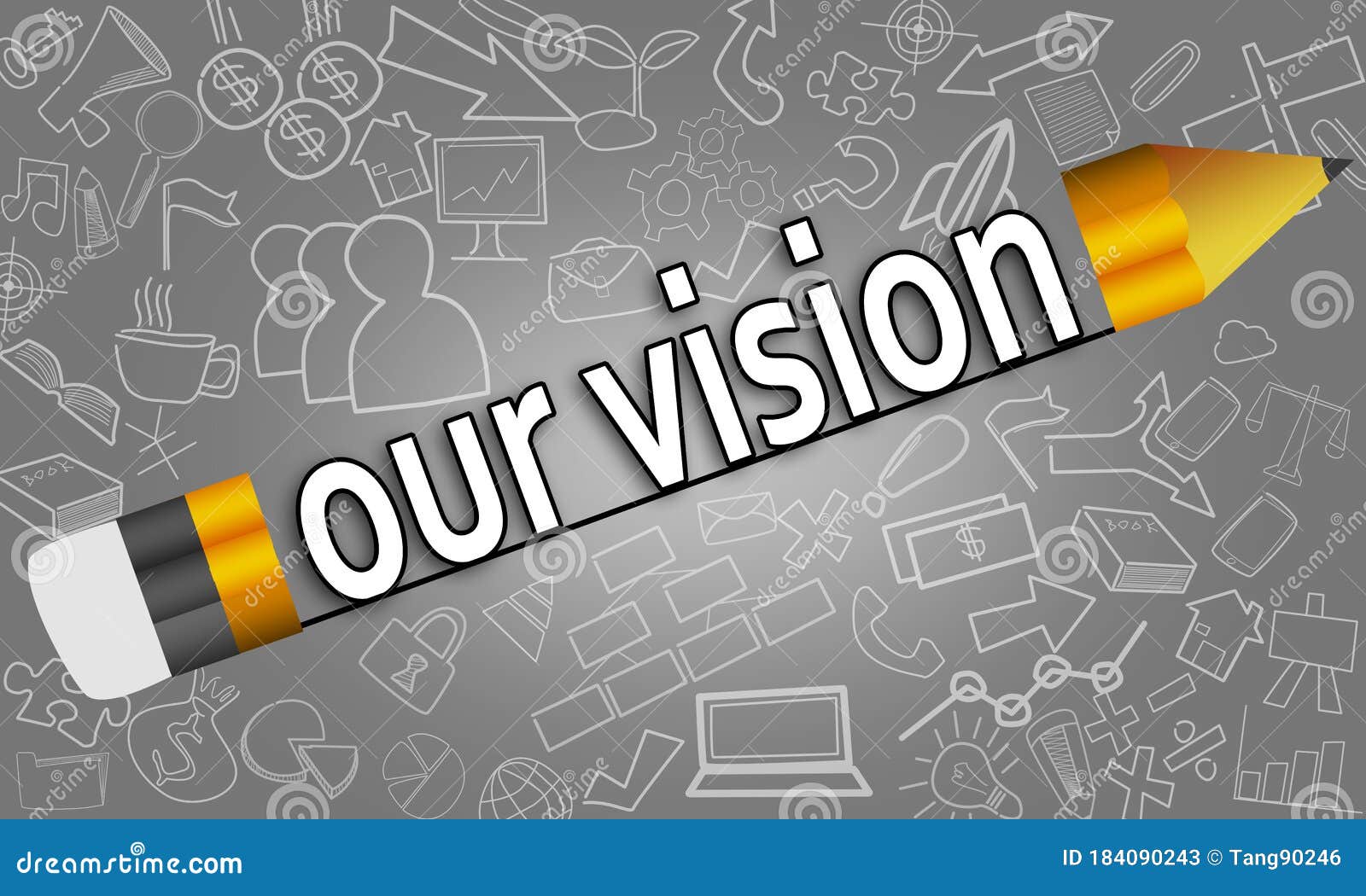 Pencil with Our Vision Concept on Doodle Background Stock Illustration ...