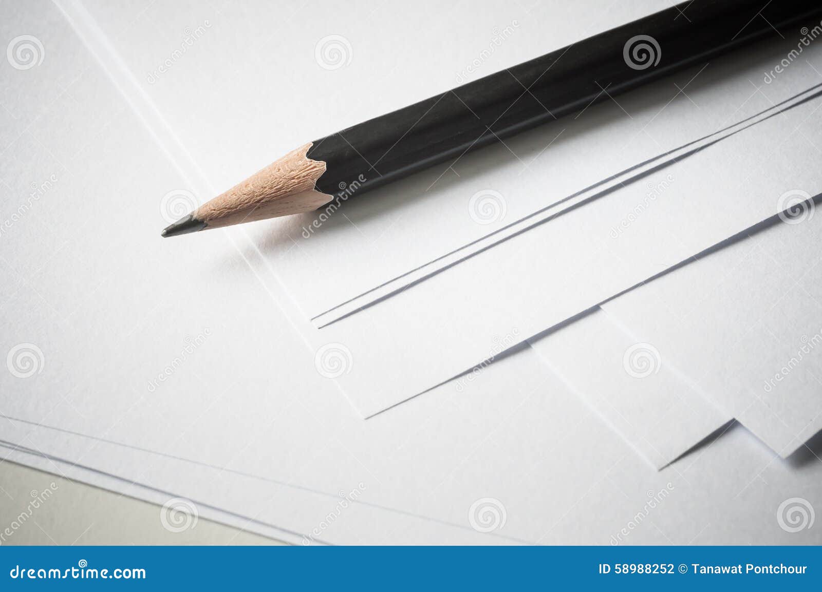 Pencil on paper stock photo. Image of studio, white, note - 58988252