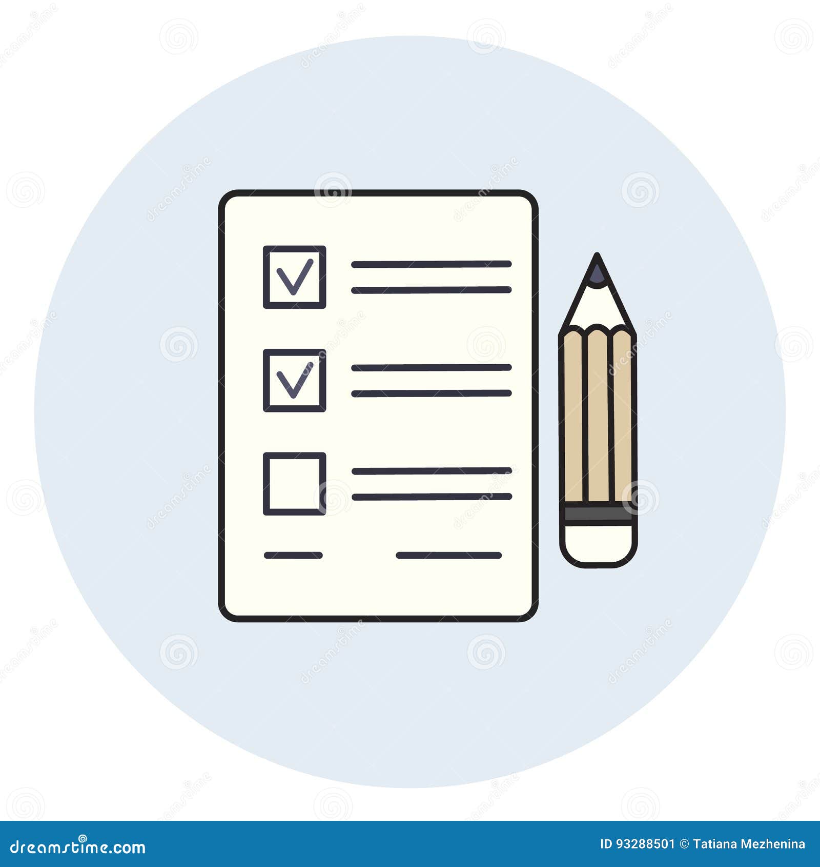 Pencil and Paper Icon, Check List, Exam Test Stock Vector ...
