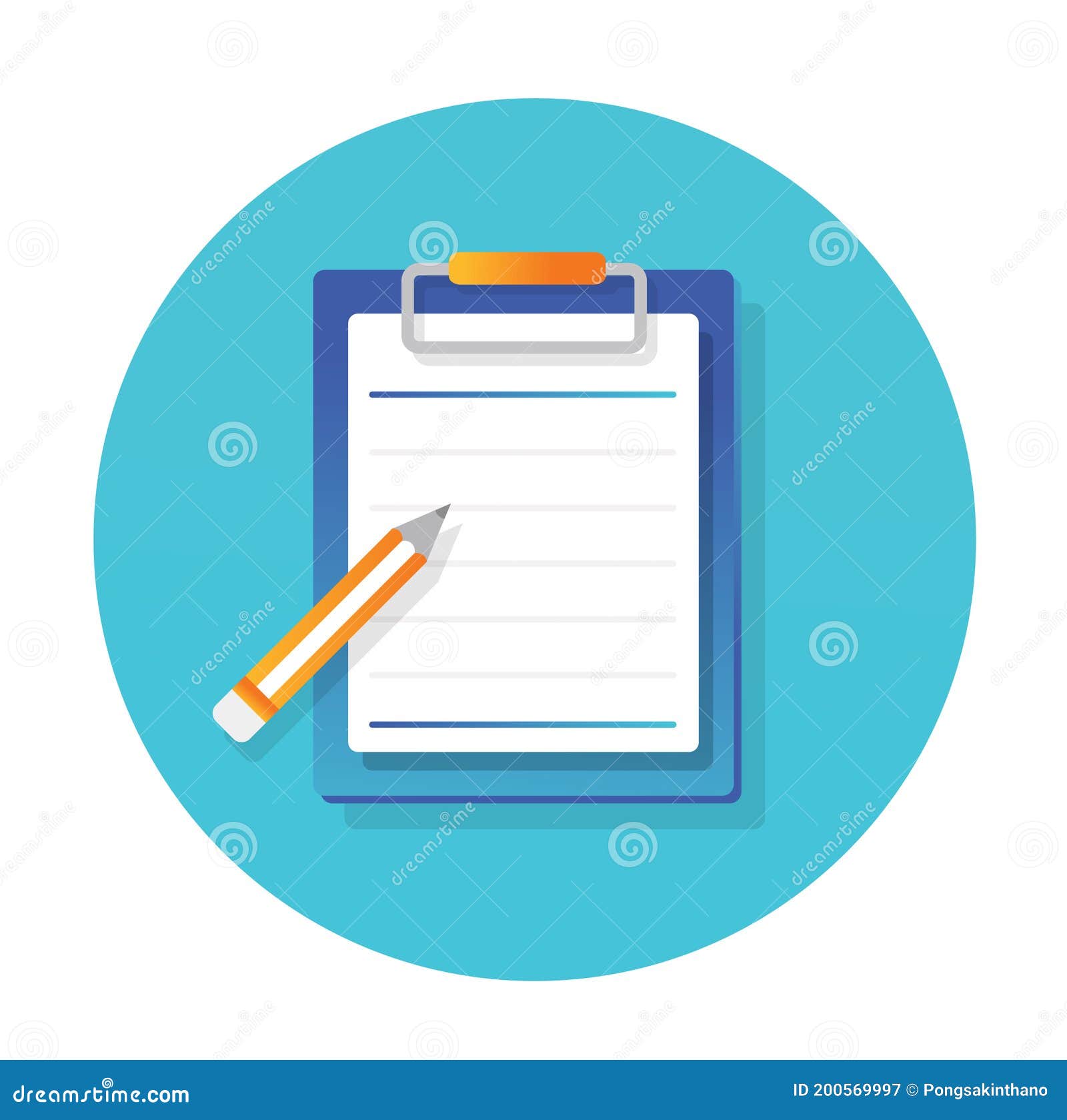 Pencil and Paper Icon Flat Vector Design Stock Vector - Illustration of ...