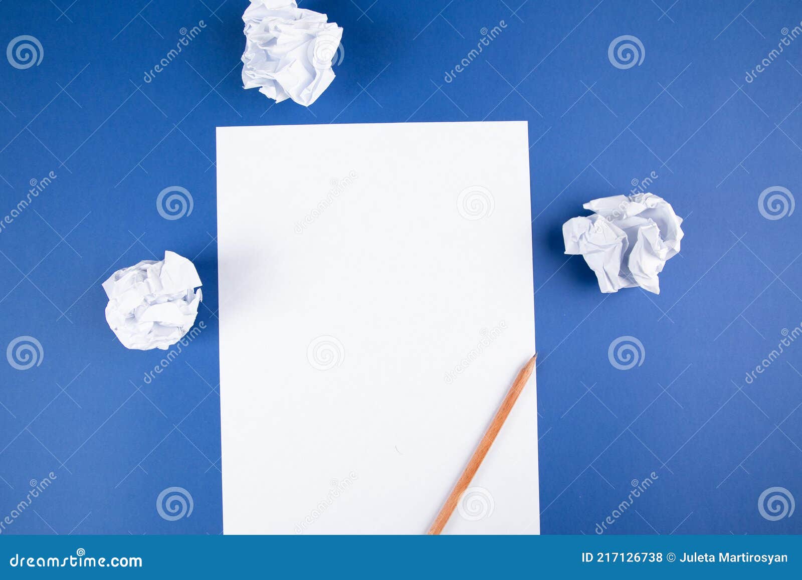 Pencil and paper wads stock photo. Image of color, help - 217126738