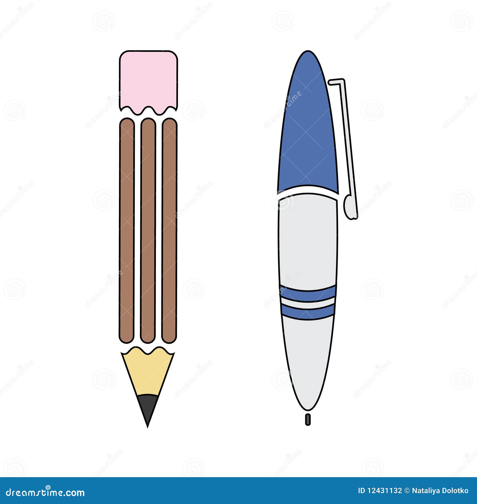 Pencil and pen stock vector. Illustration of graphit - 12431132