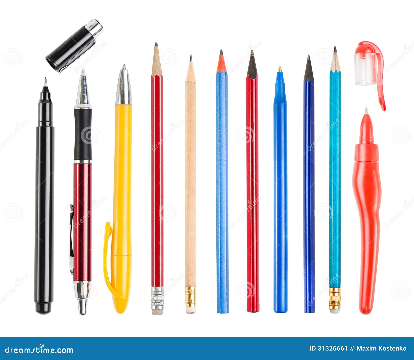 Pencil and Pen Collection Isolated Stock Image - Image of element ...