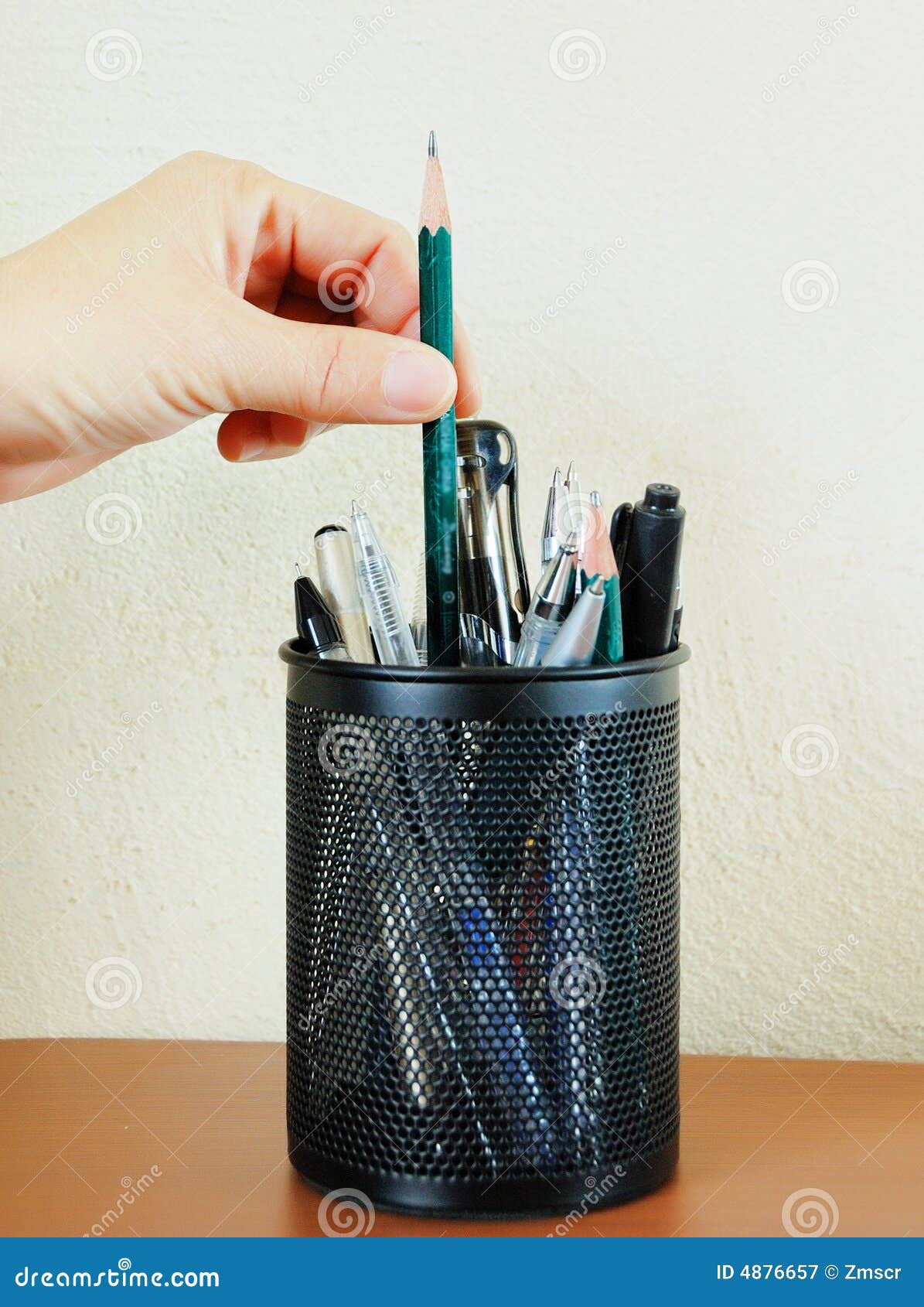 Pencil and pen container stock image. Image of netting - 4876657